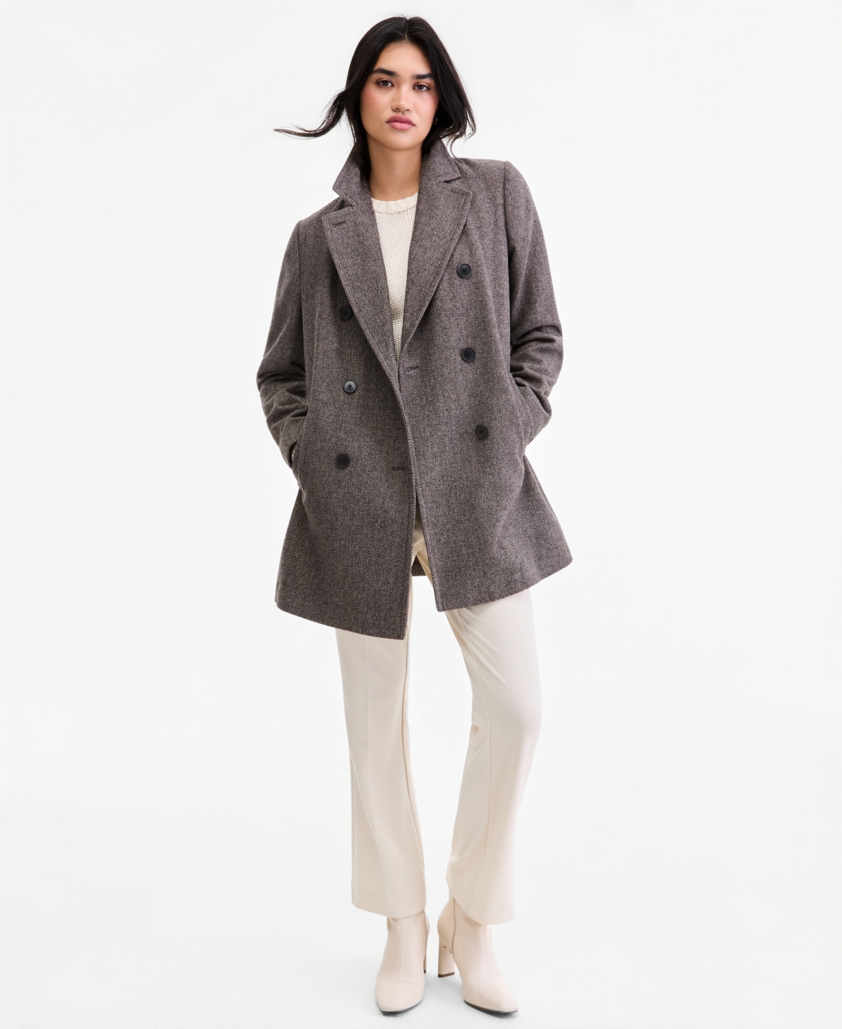 Click here for Calvin Klein Womens Double-Breasted Pea Coat - BIR... prices