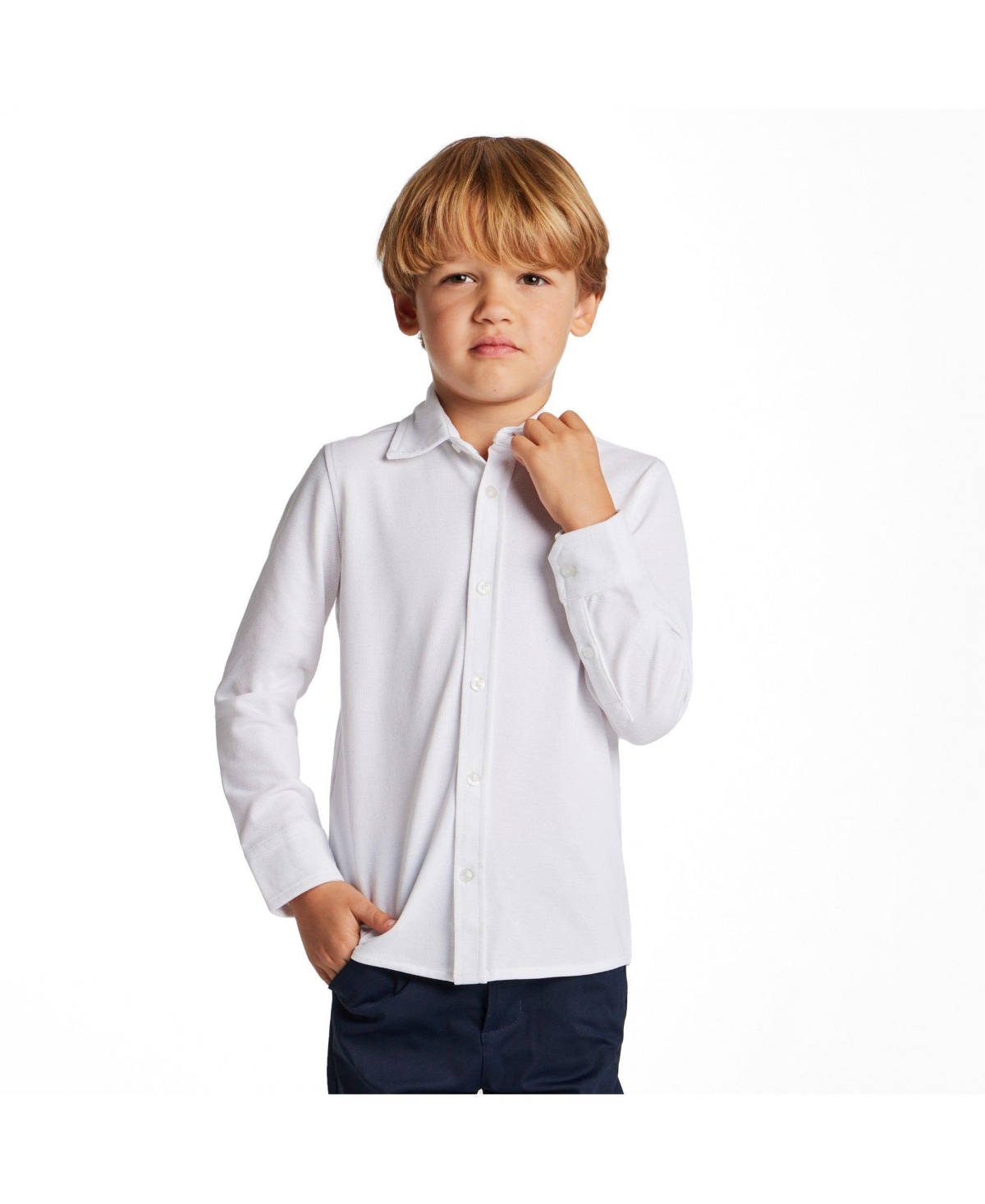 Click here for Andy & Evan Toddler Boys Knit-Tech Shirt - White prices