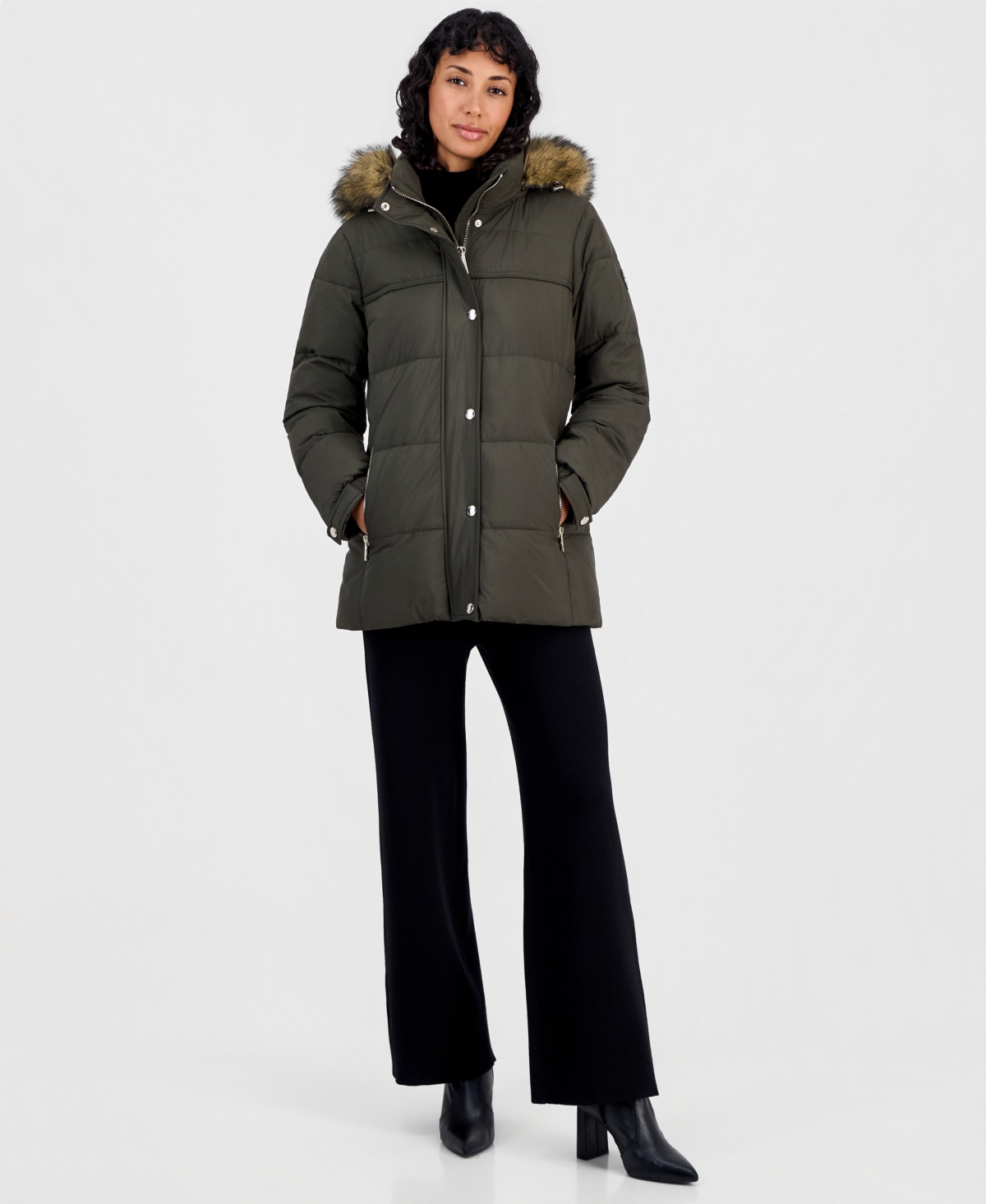 Click here for Michael Kors Faux Fur Trim Hooded Short Puffer Coa... prices