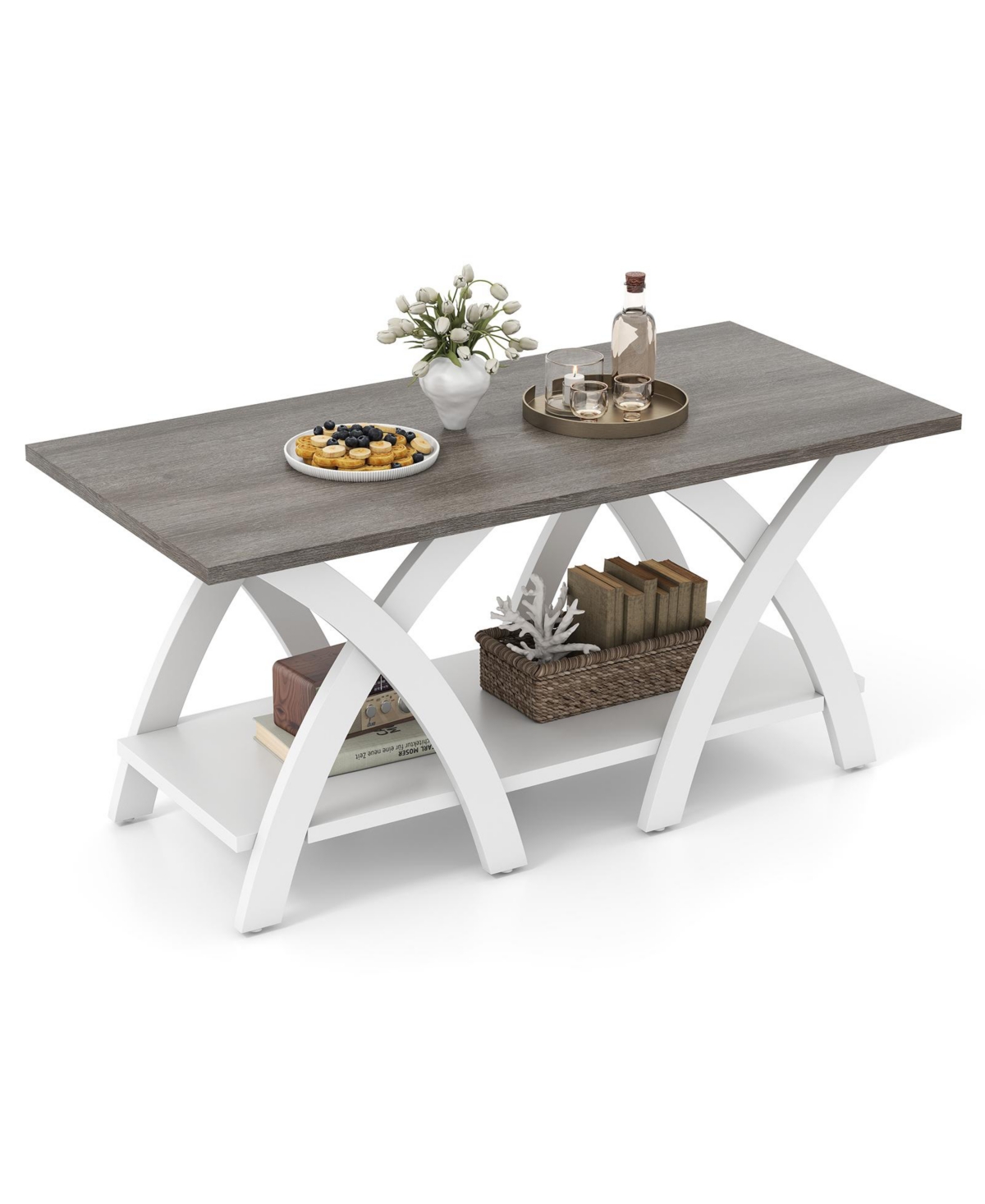 Click here for Gymax 40 Coffee Table With Storage Shelf W/X-shape... prices