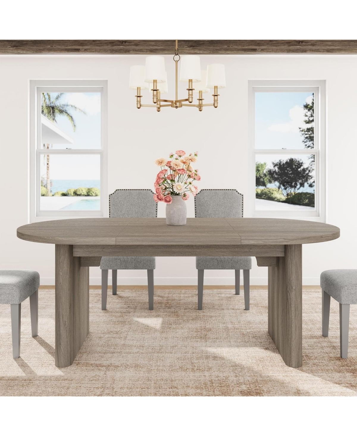 Click here for gaomon 5-Piece 70.8 Oval Dining Table Set  Upholst... prices