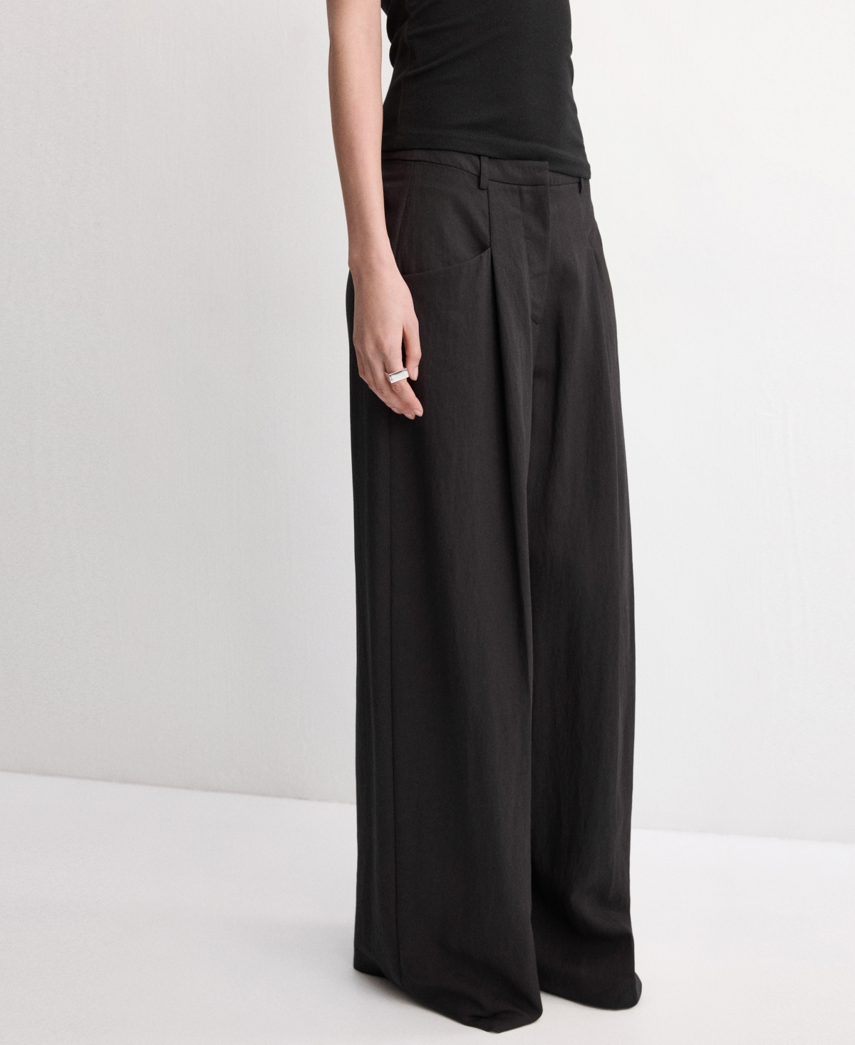 Click here for Mango Womens Straight-Fit Lyocell Pants - Black prices