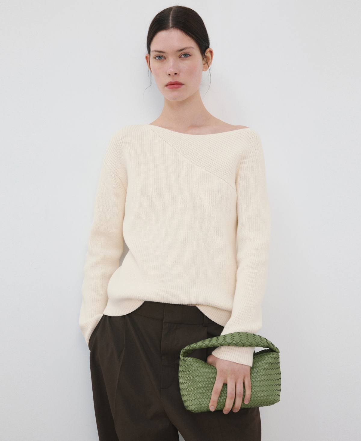 Click here for Mango Womens Boat-Neck Knitted Sweater - Ecru prices