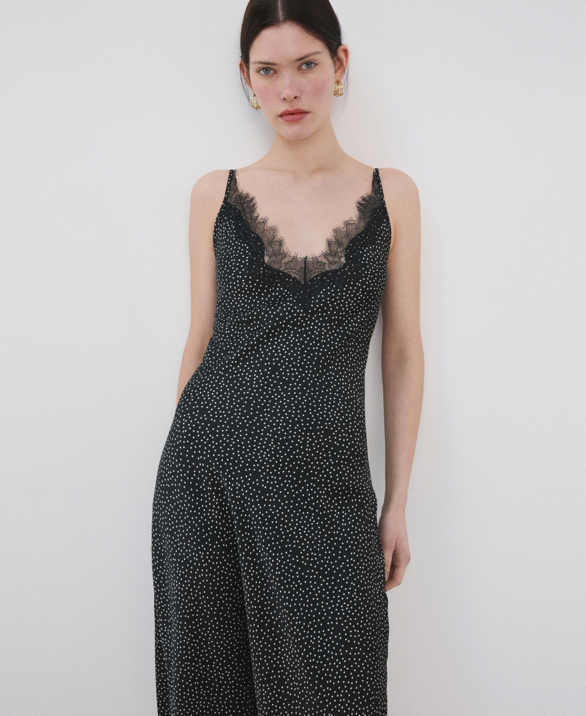 Click here for Mango Womens Polka Dot Lace Dress - Black prices