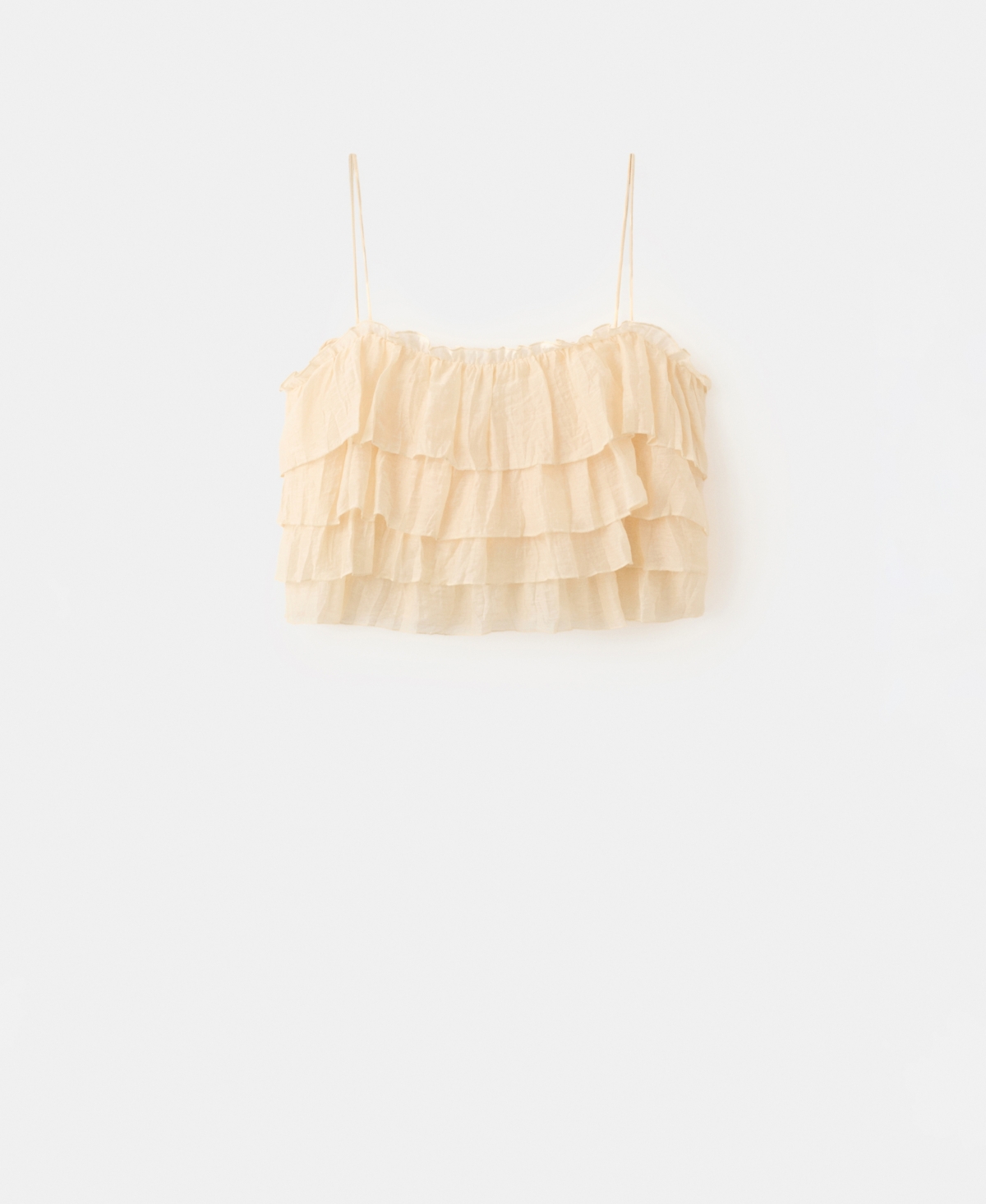 Click here for Mango Womens Ruffled Lyocell Top - Ecru prices