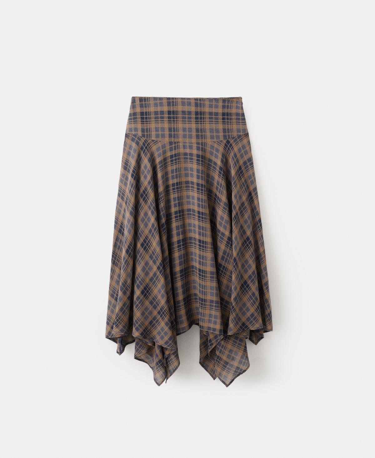 Click here for Mango Womens Checked Asymmetric Skirt - Brown prices