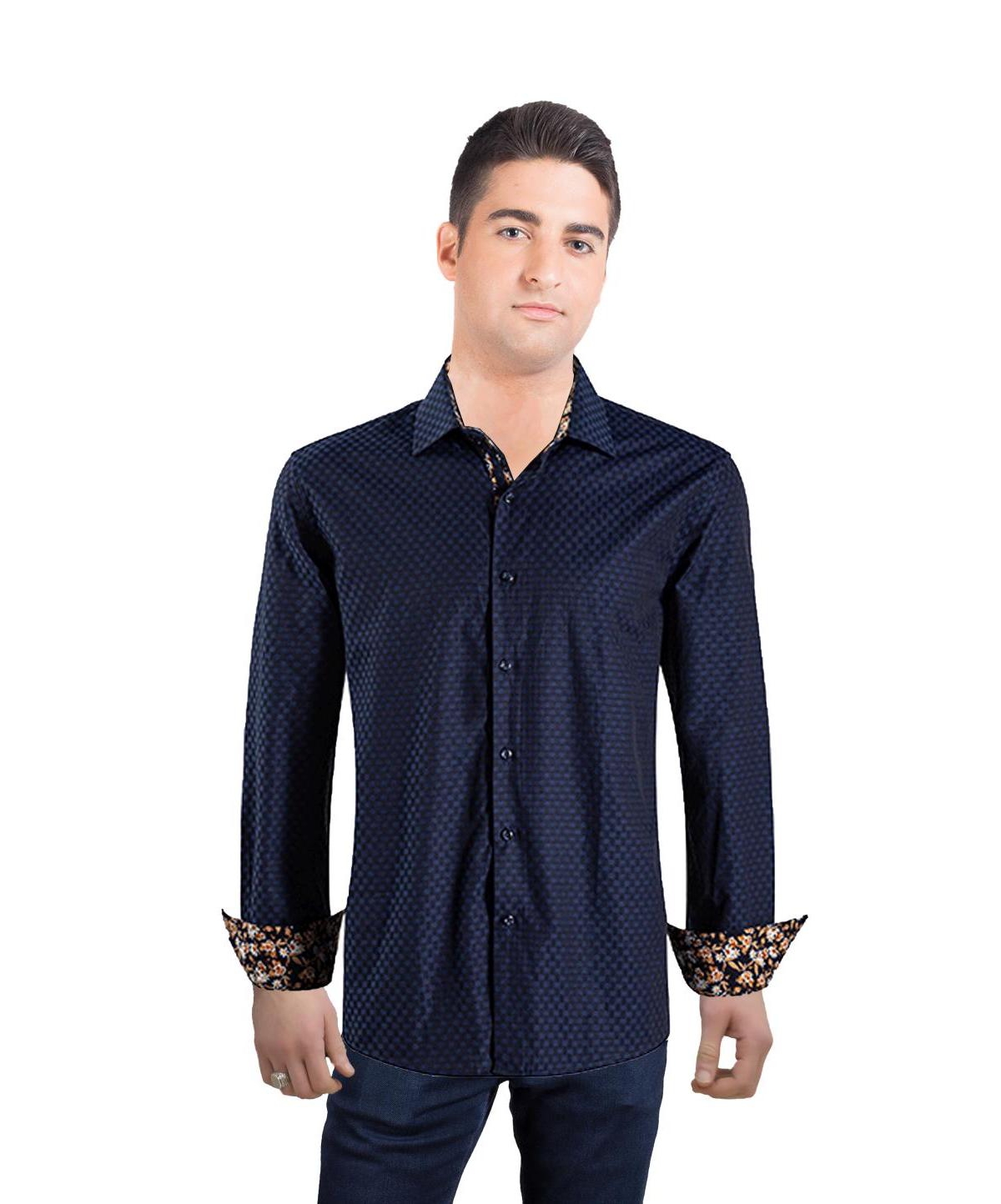 Click here for Elie Balleh Mens Slim Fit Jacquard Dot Button-Down... prices