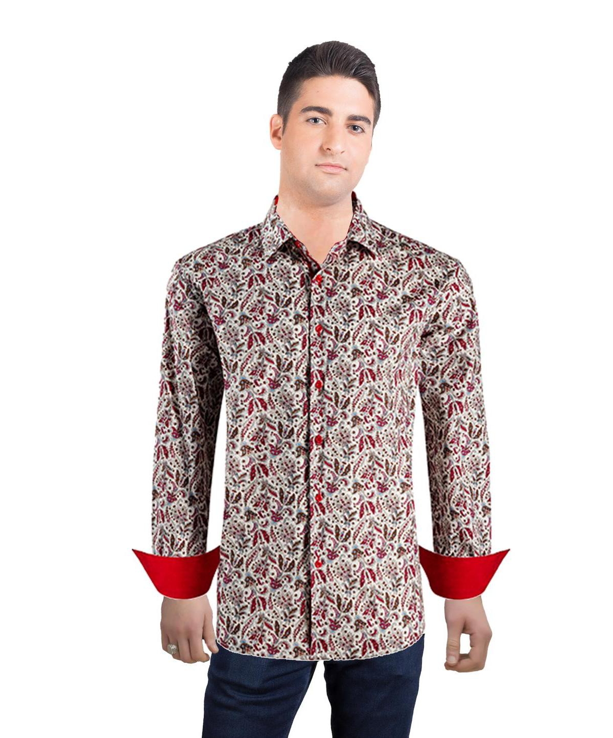 Click here for Elie Balleh Mens Slim Fit Paisley Sport Button-Dow... prices
