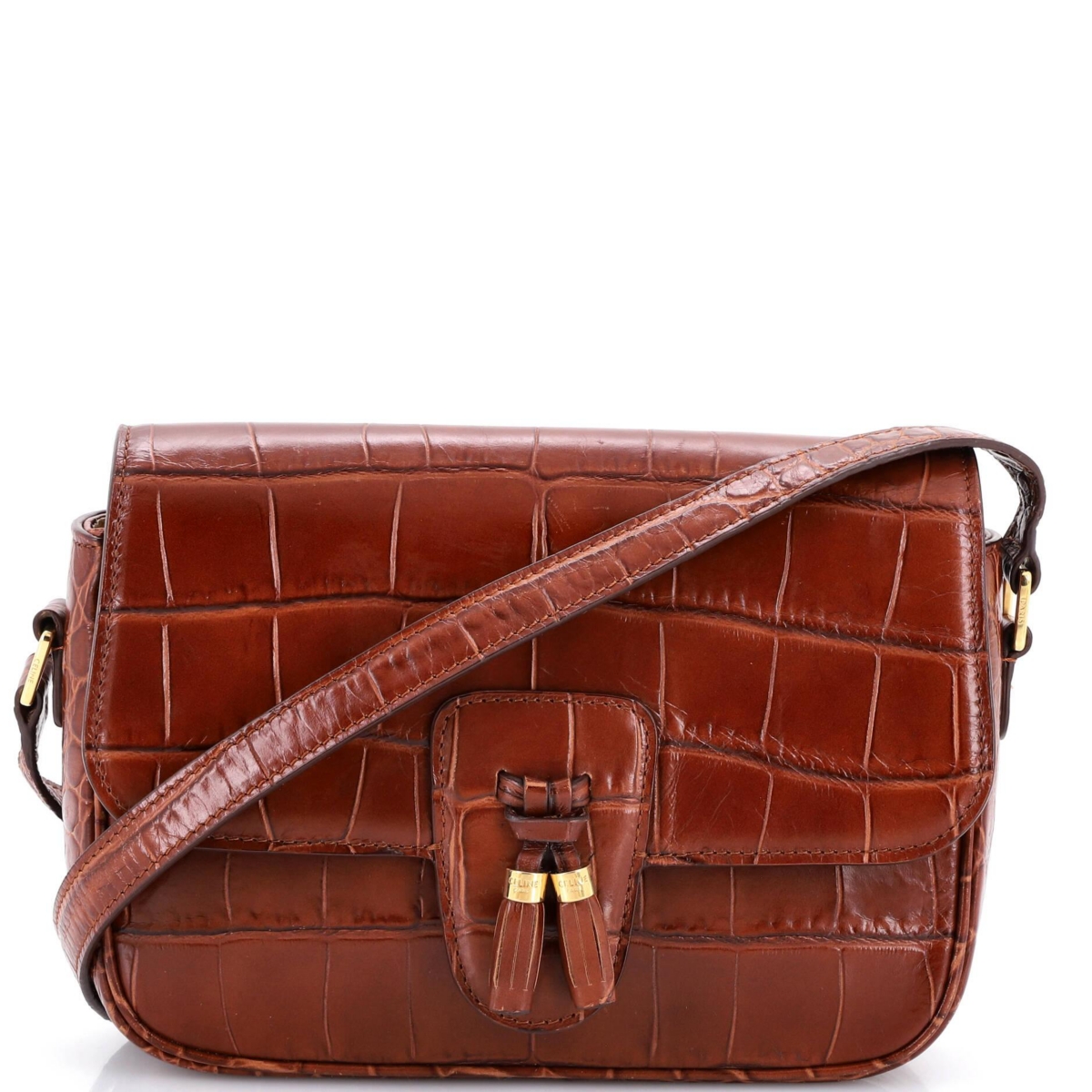 Click here for Pre-Owned Celine Medium Tassels Bag Embossed Leath... prices
