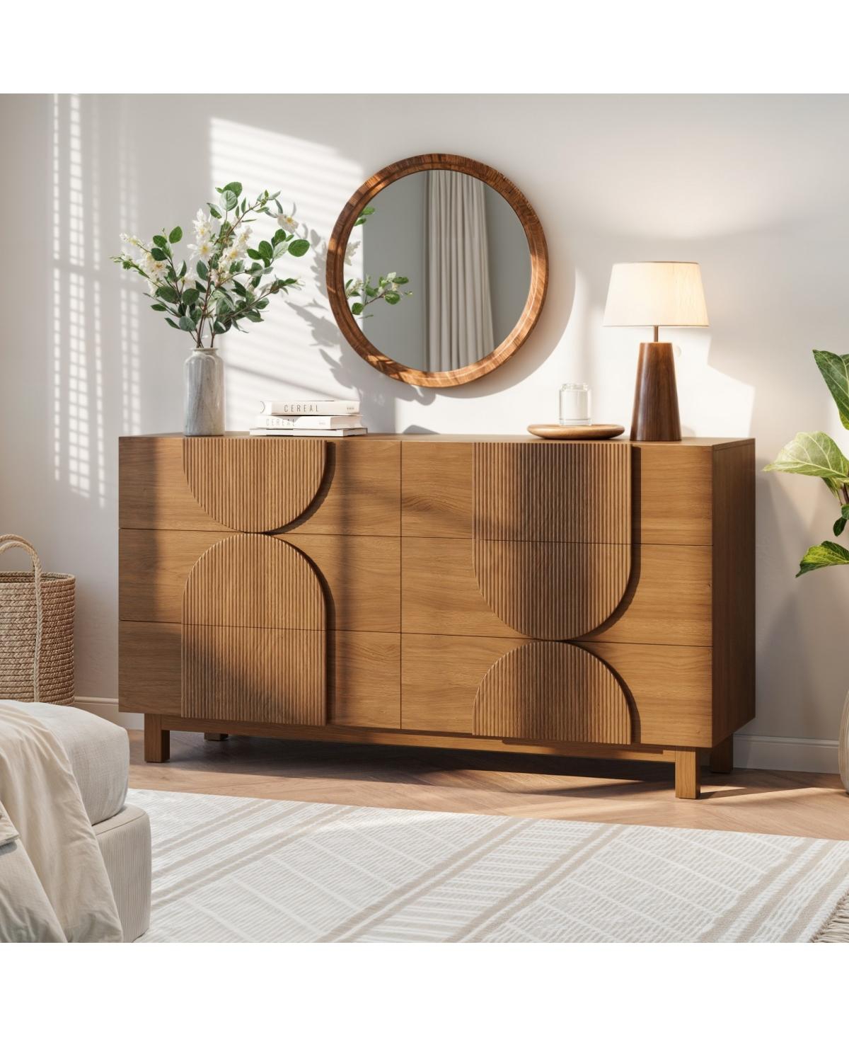 Click here for Streamdale Furniture 6-Drawer Modern Fluted Wood D... prices