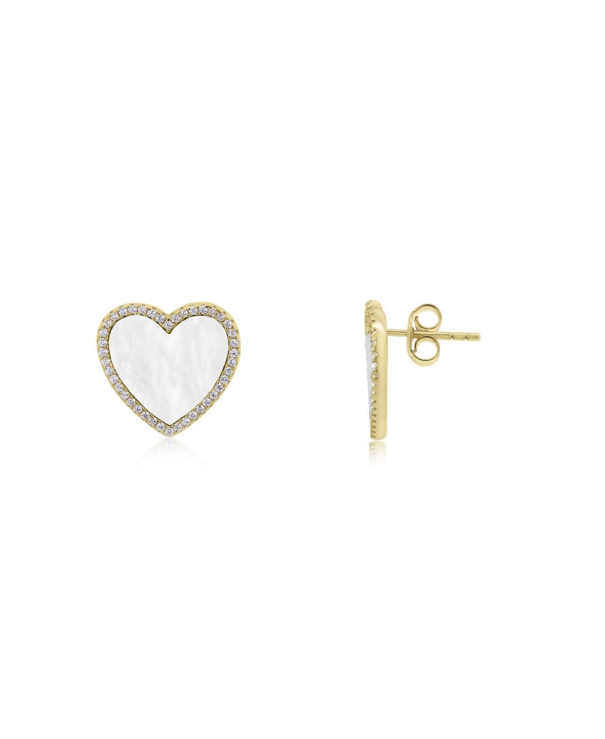 Click here for The Lovery Large Mother of Pearl Cz Halo Heart Stu... prices