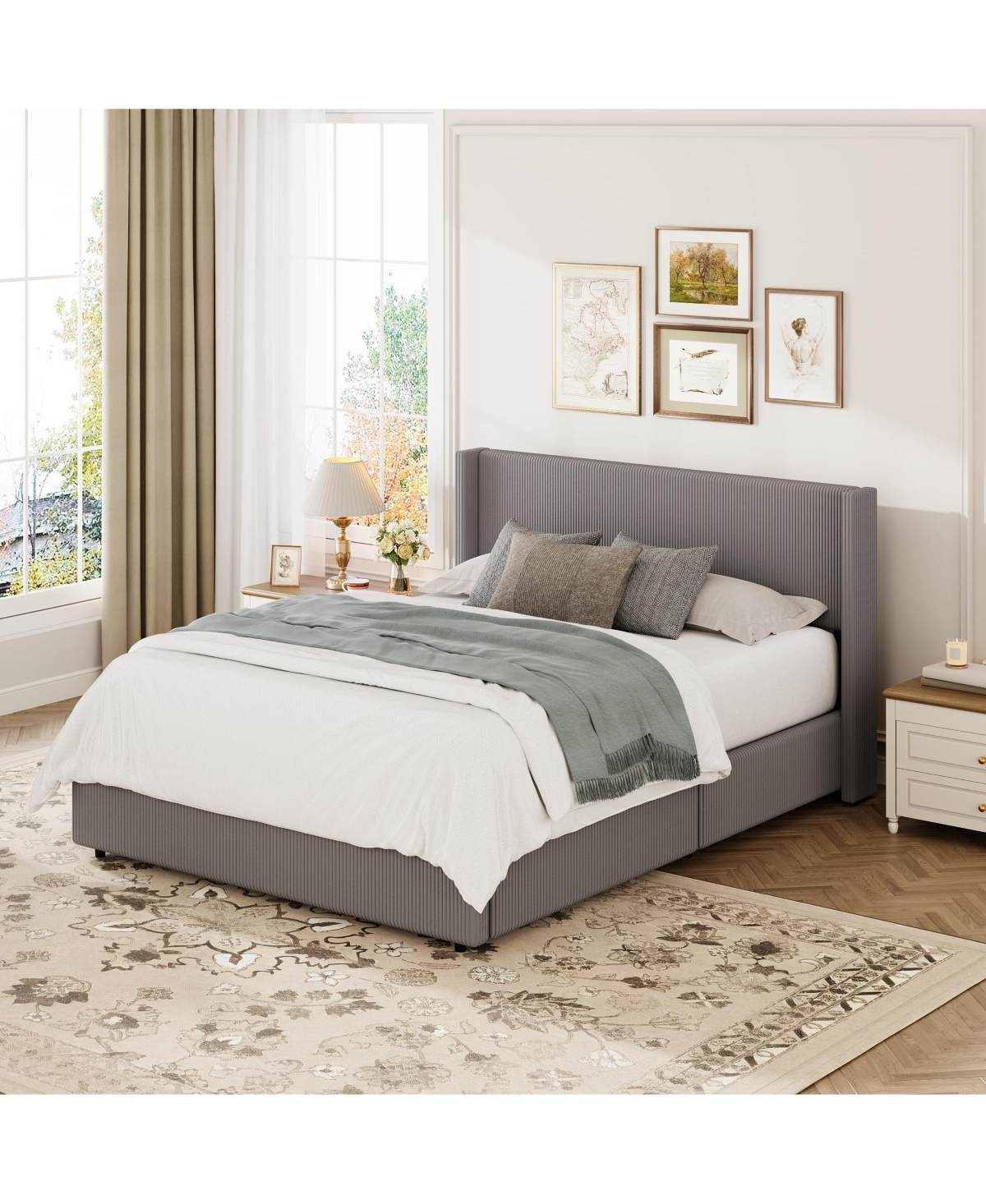 Click here for Homfan Lift Up Storage Bed  Modern Corduroy Uphols... prices