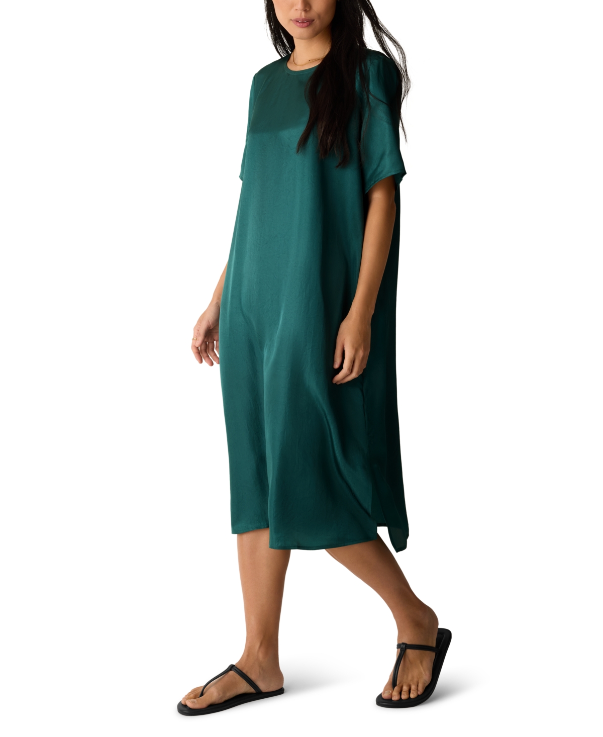Click here for Eileen Fisher Womens Short-Sleeve Round Neck Dress... prices