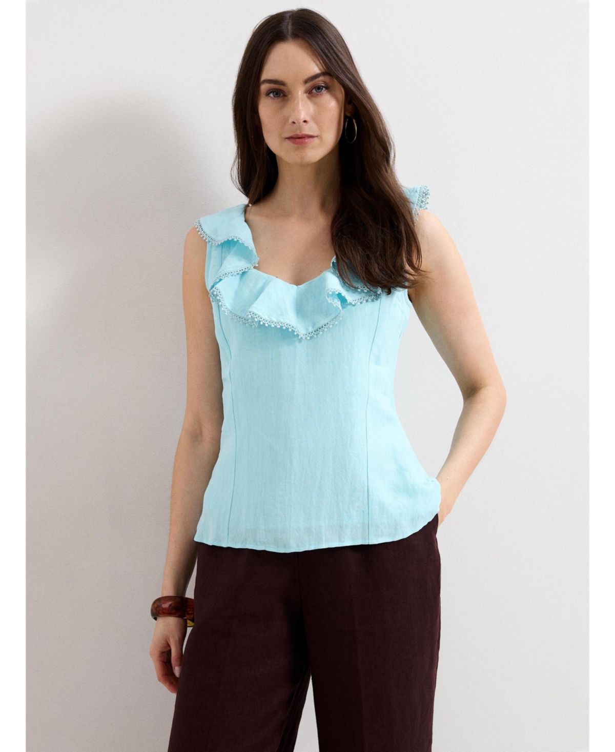 Click here for Phase Eight Womens Rhona Sleeveless Linen Blend Bl... prices