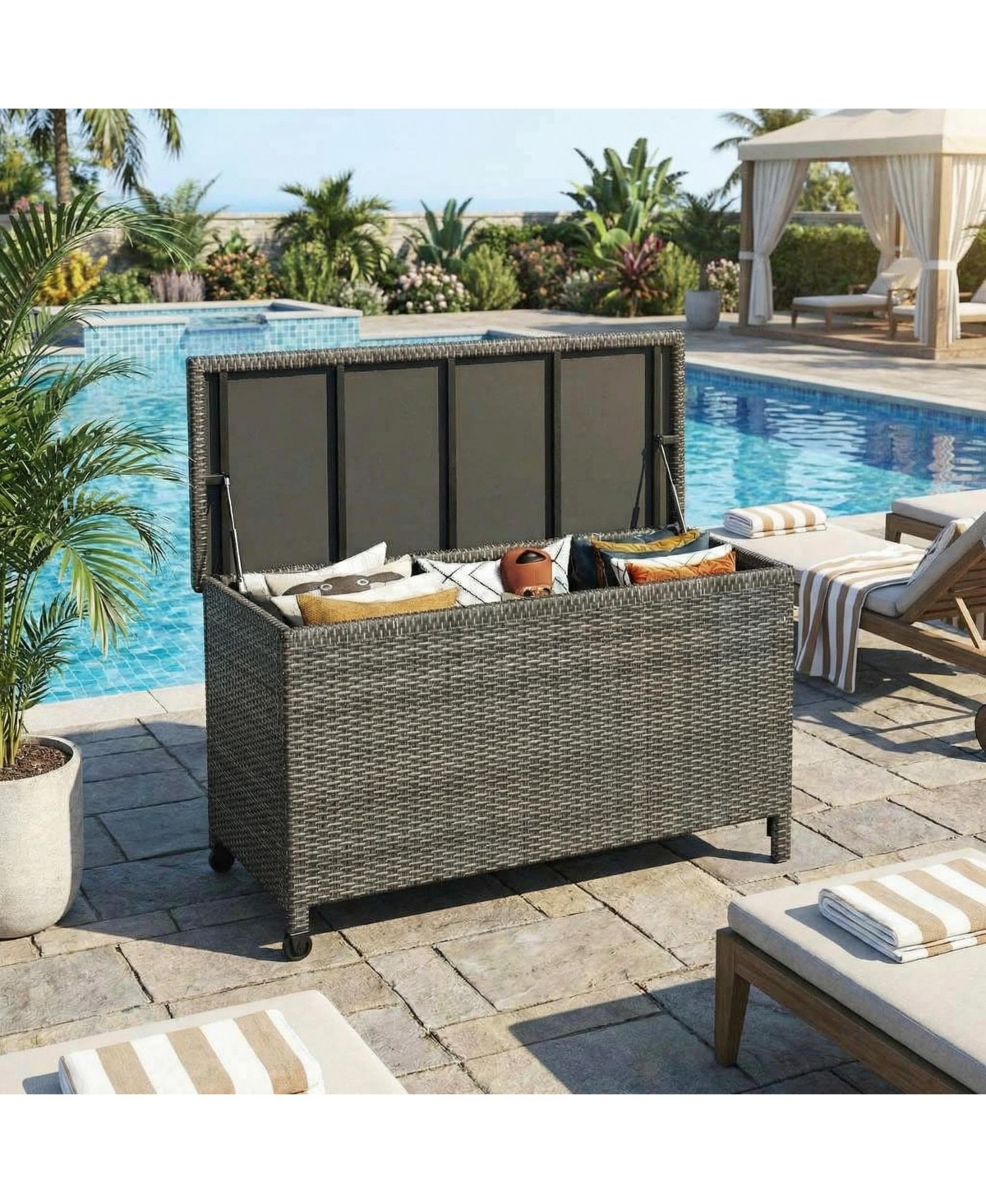 Click here for homfan 185 Gallon Outdoor Deck Box with Wheels  Wa... prices