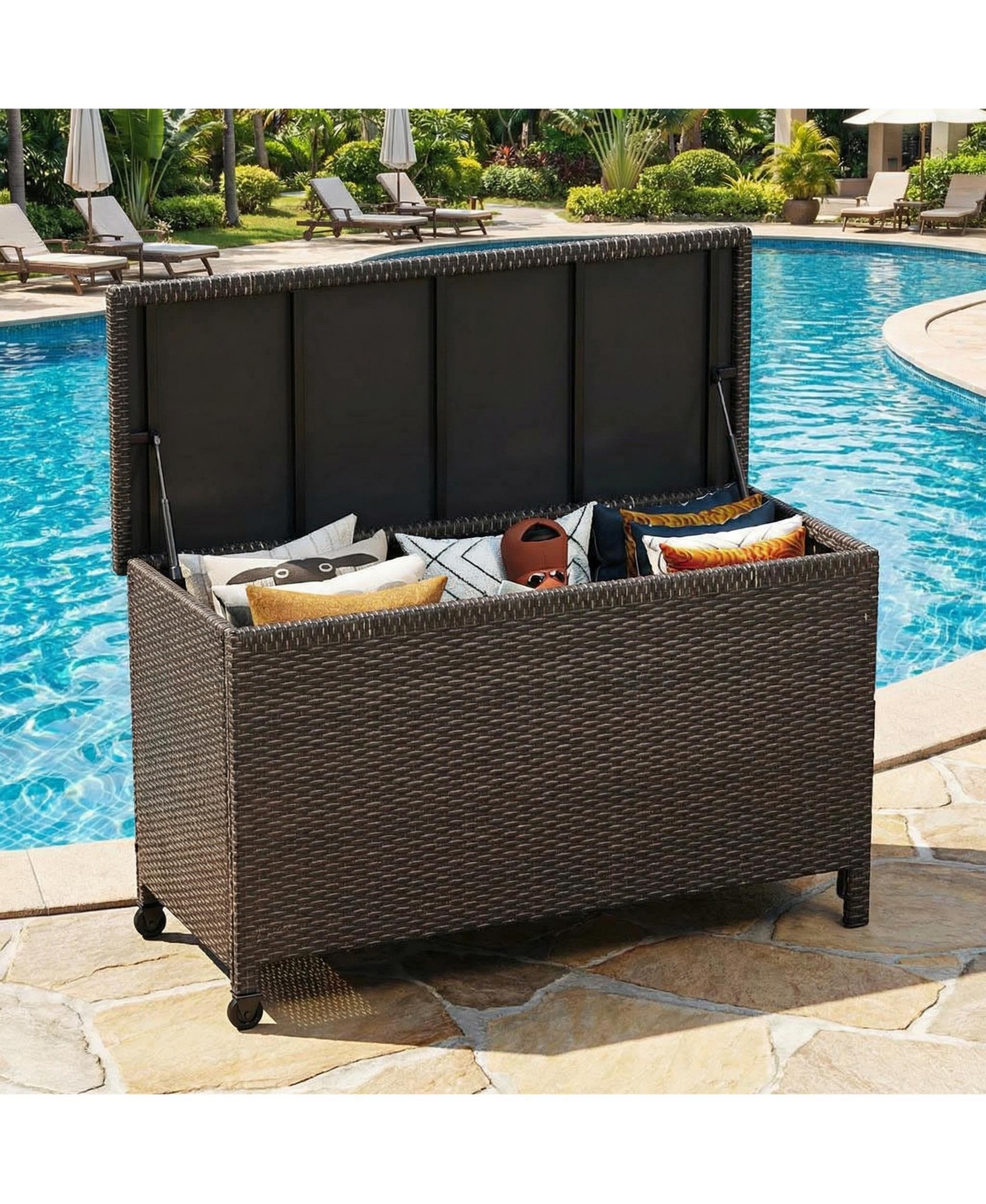 Click here for homfan 185 Gallon Outdoor Deck Box with Wheels  Wa... prices