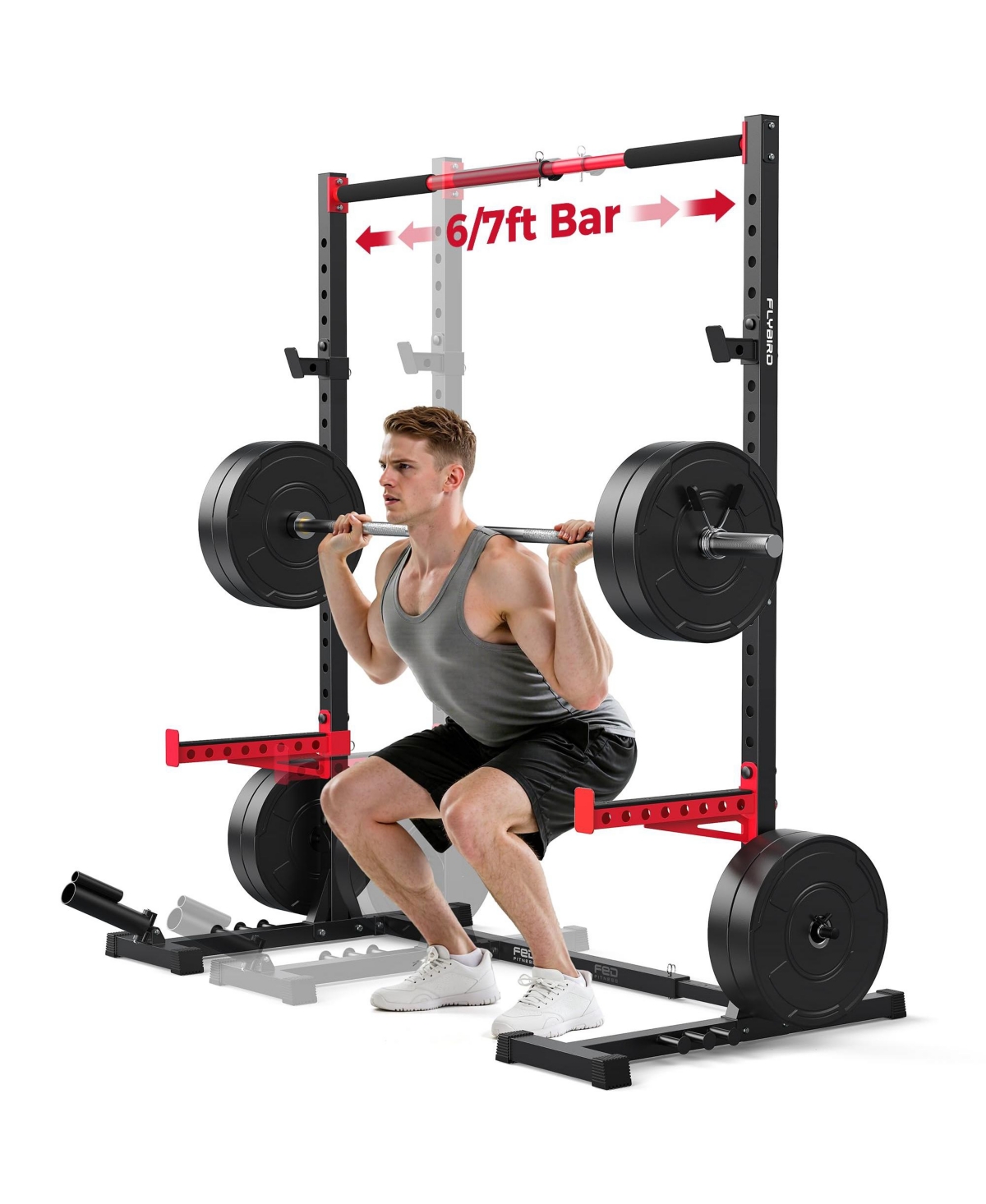 Click here for Fed Fitness Adjustable Squat Rack with Pull-Up Bar... prices