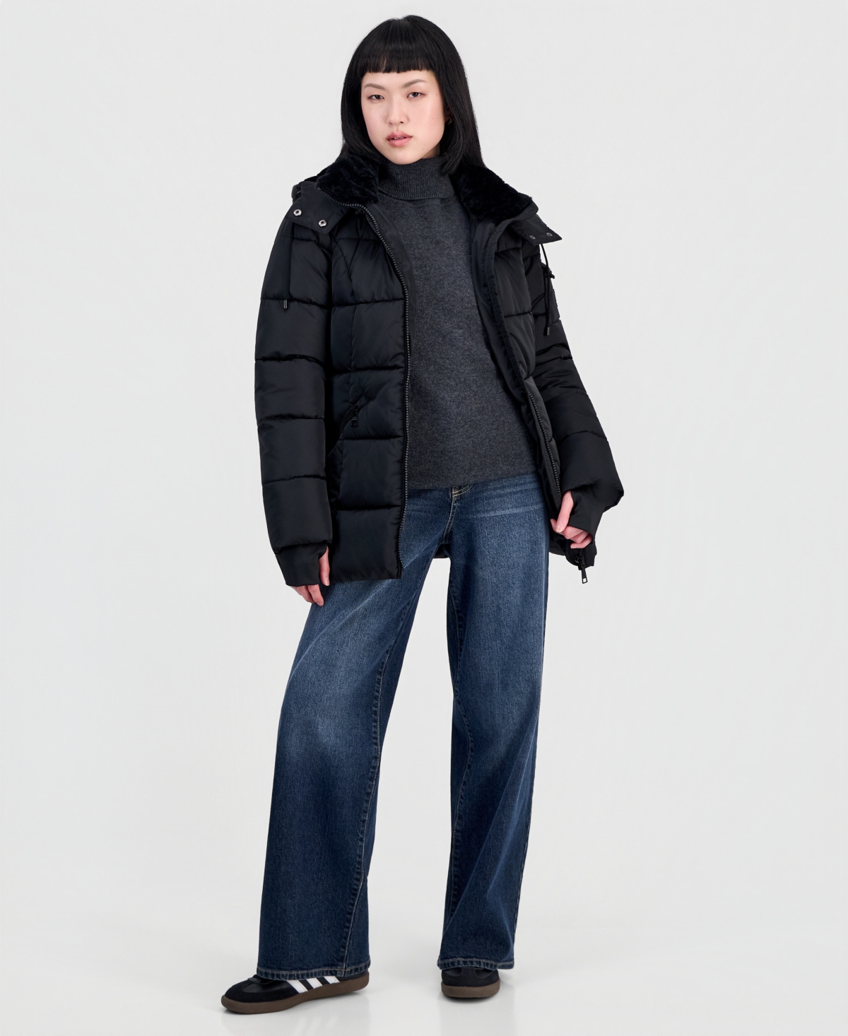 Click here for Steve Madden Womens Short Puffer Faux-Fur-Lined Ho... prices