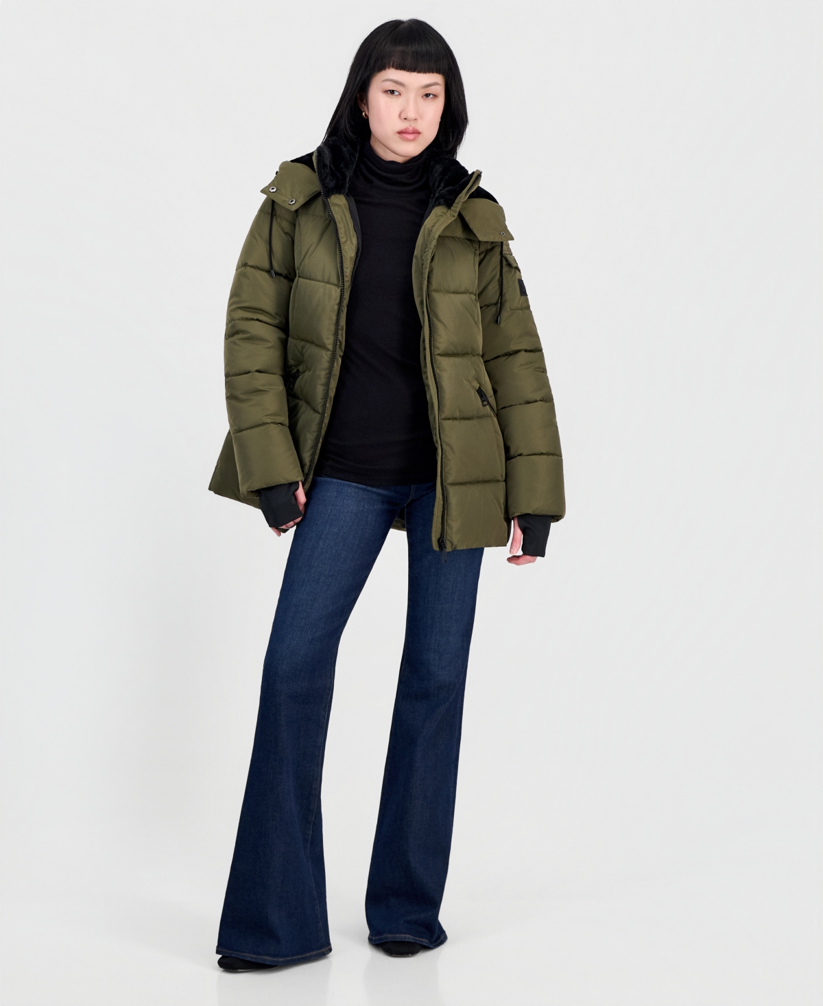 Click here for Steve Madden Womens Short Puffer Faux-Fur-Lined Ho... prices