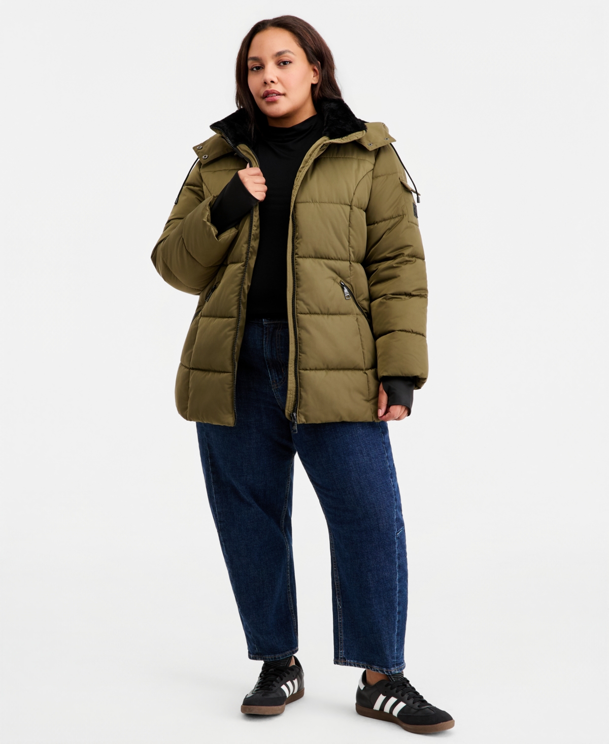 Click here for Steve Madden Plus Size Hooded Quilted Puffer Coat... prices