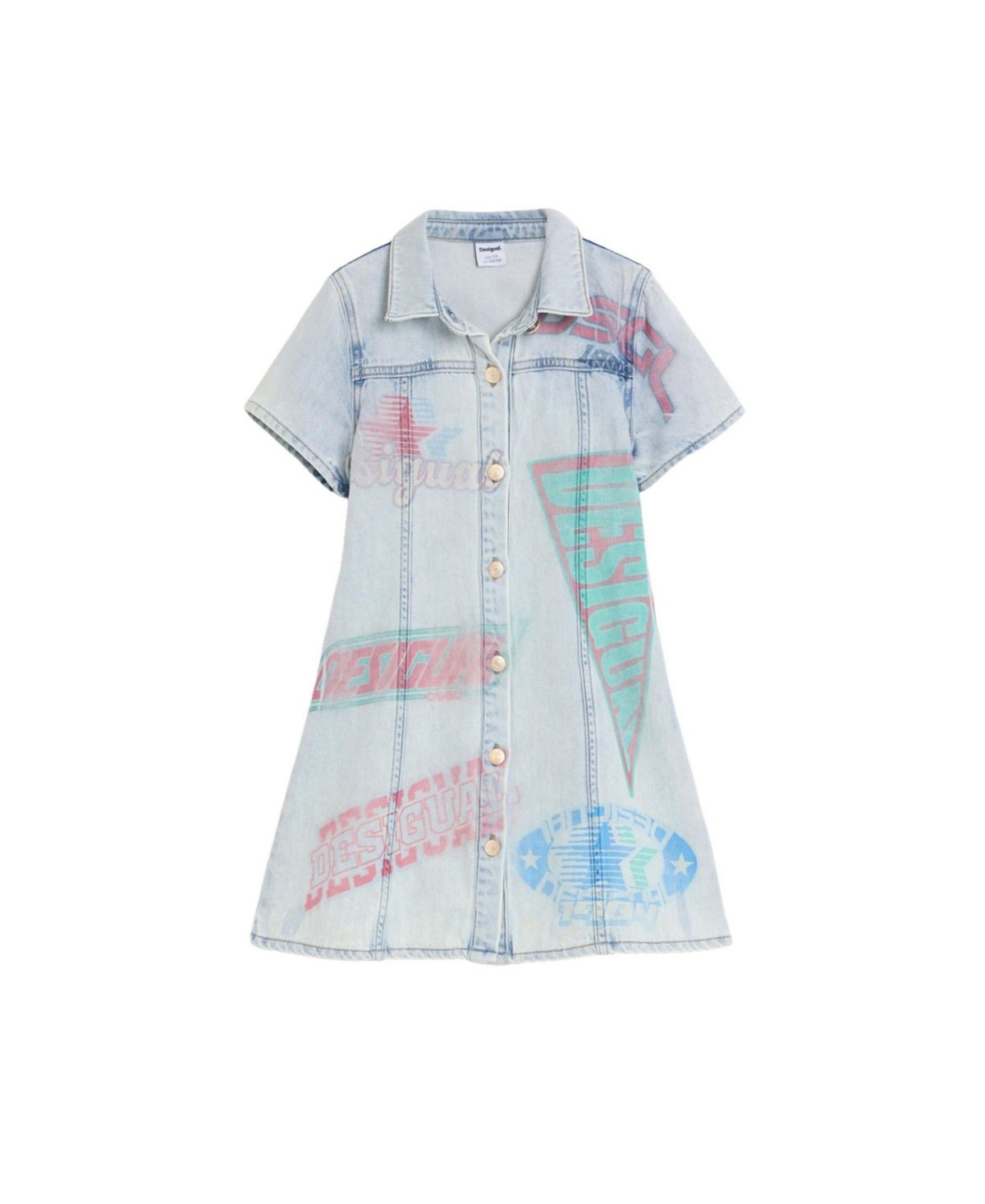 Click here for Desigual Girlss Printed denim dress - Light blue prices