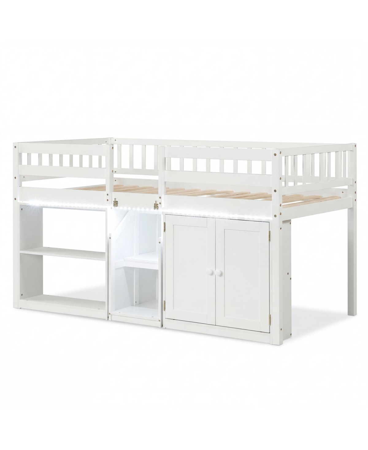 Click here for Slickblue Kids Twin Loft Bed with Led Lights and D... prices