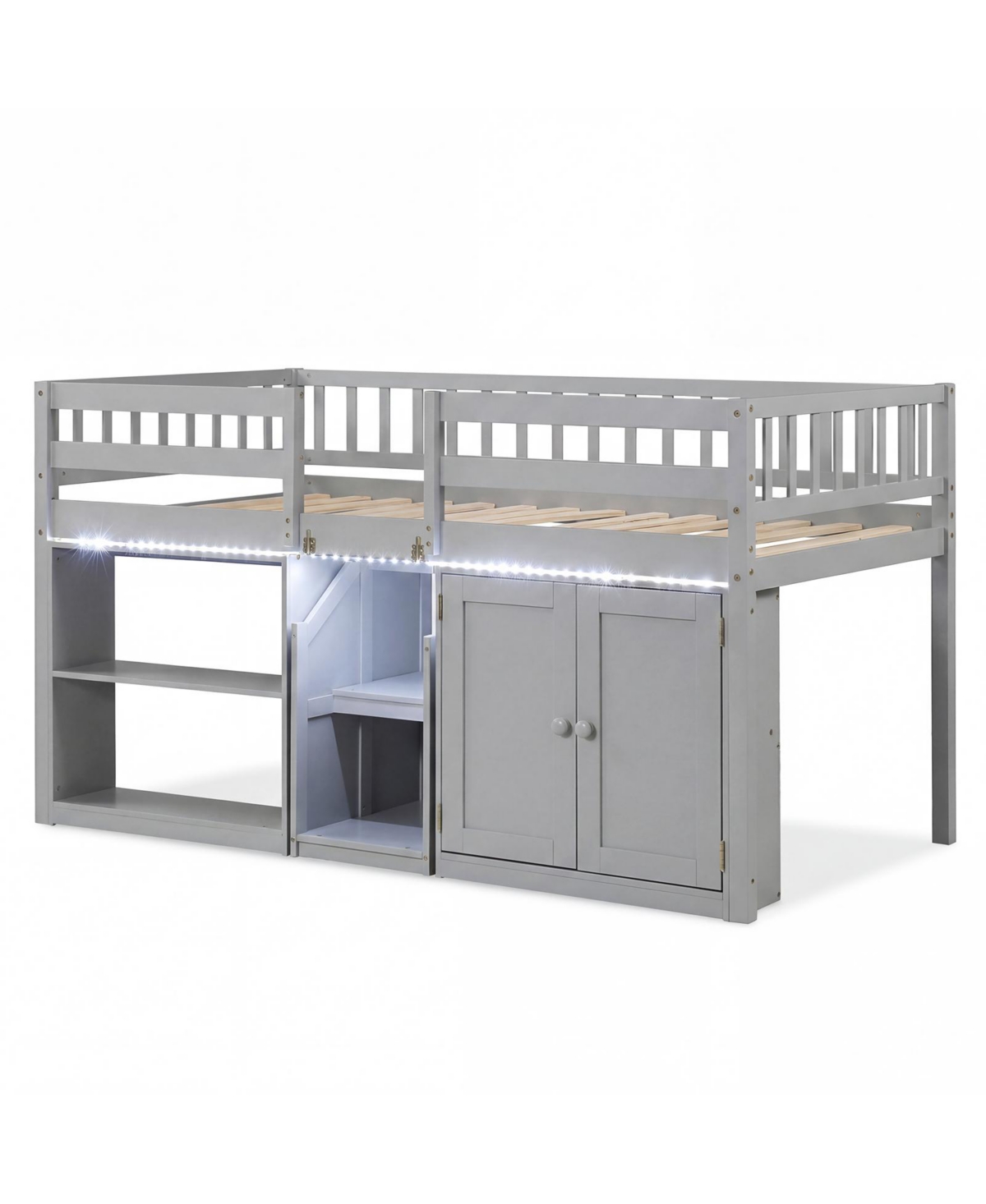 Click here for Slickblue Kids Twin Loft Bed with Led Lights and D... prices