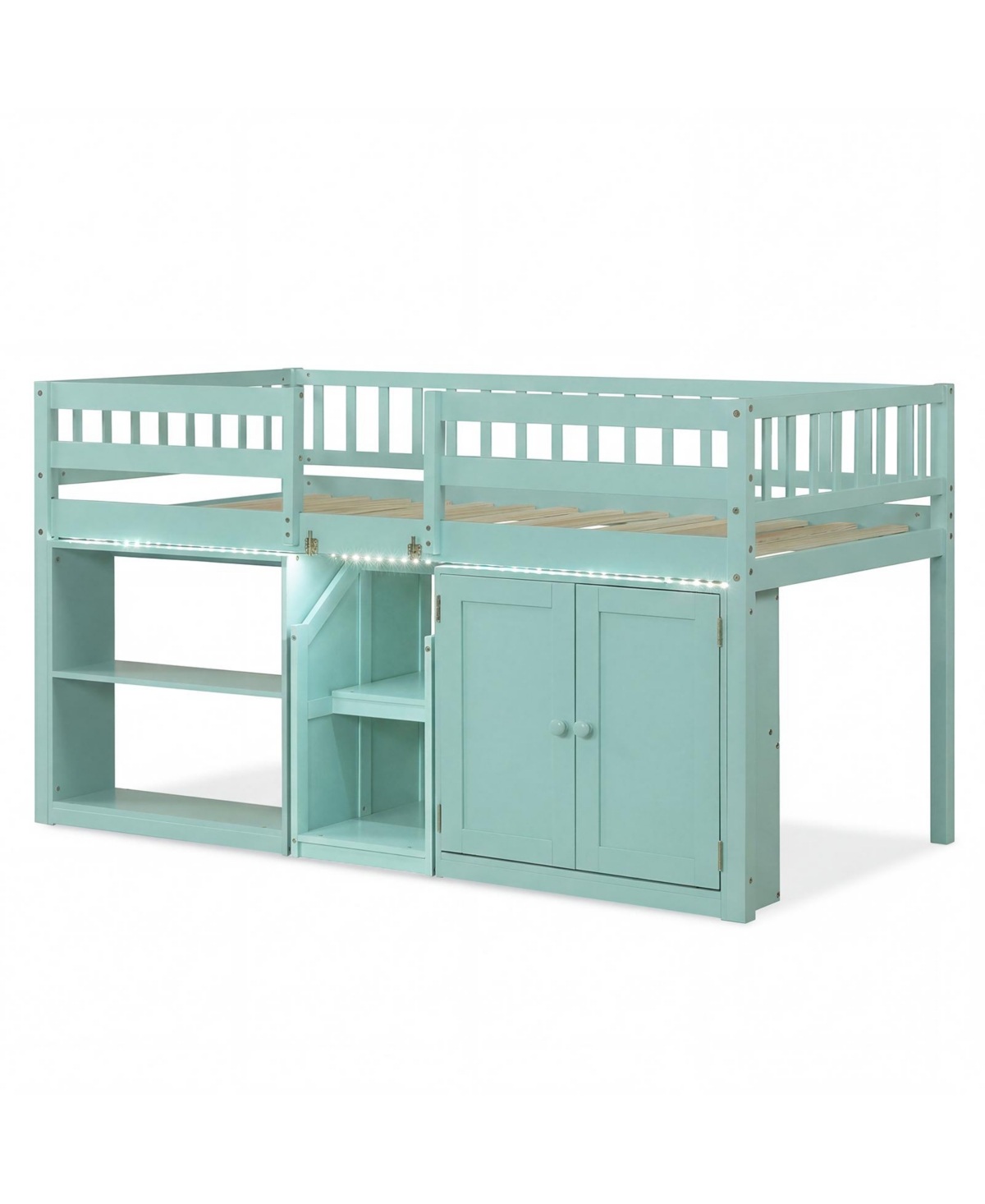 Click here for Slickblue Kids Twin Loft Bed with Led Lights and D... prices