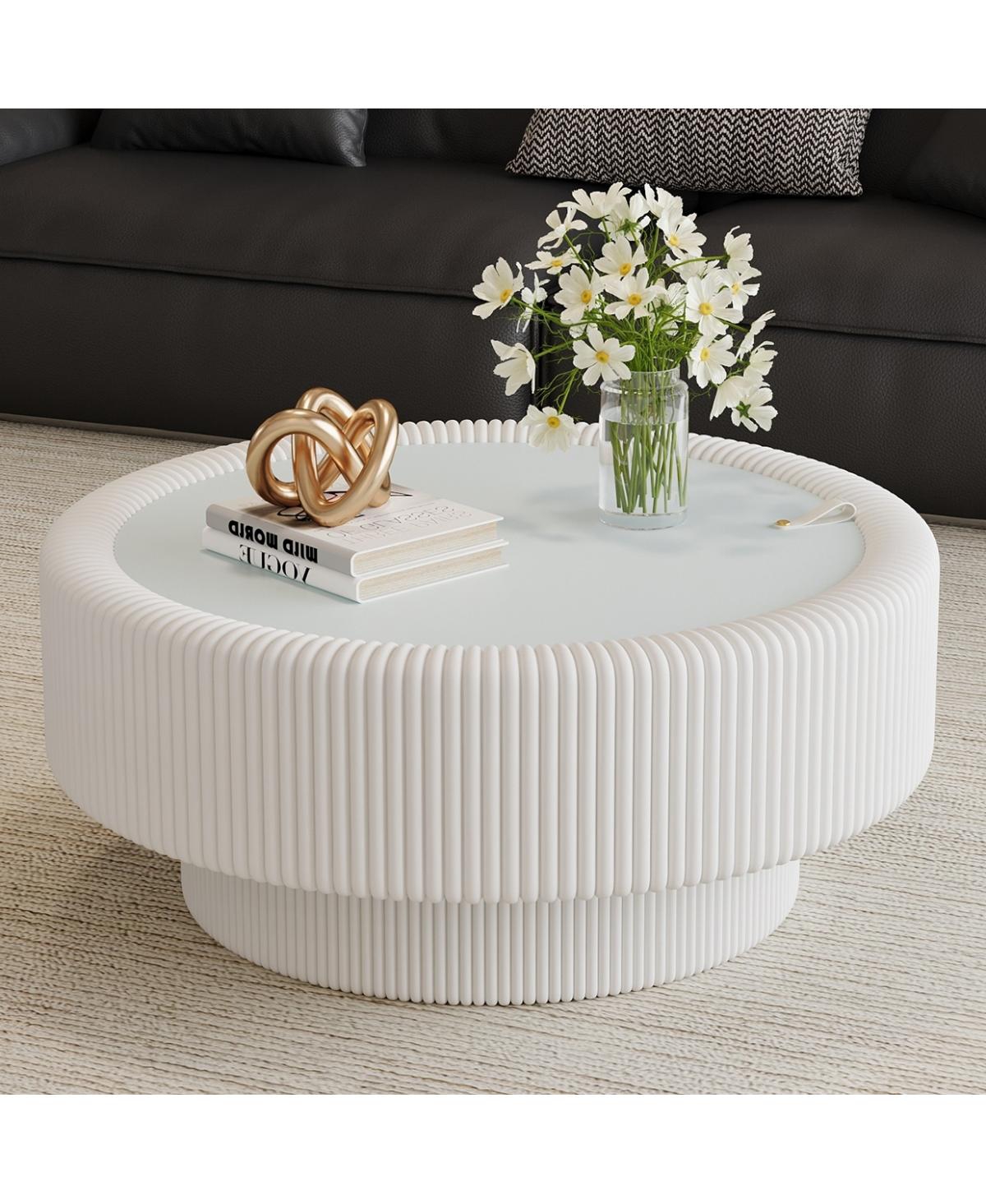 Click here for Streamdale Furniture 31.5 Fluted Round Leather and... prices
