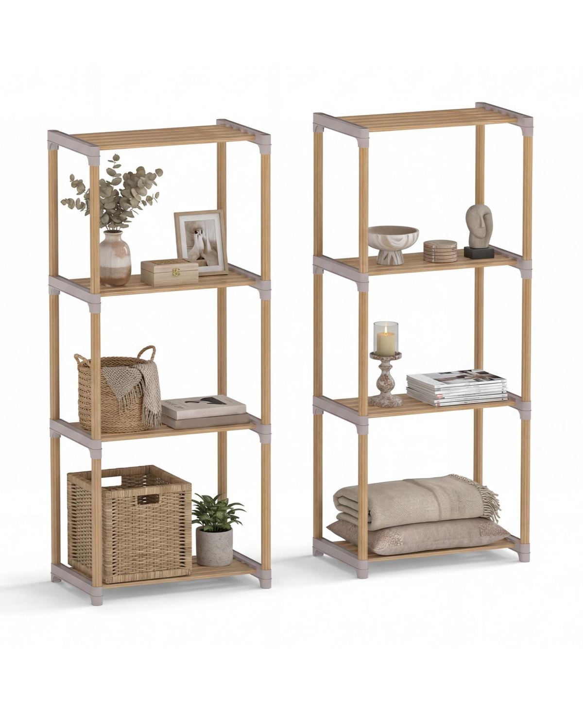 Click here for Gymax 2 Piece 4-Tier Bookshelf with Open Shelves F... prices