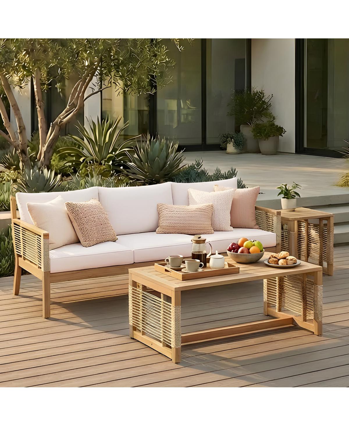 Click here for Streamdale Furniture Acacia Wood 3-Seater Sofa Set... prices