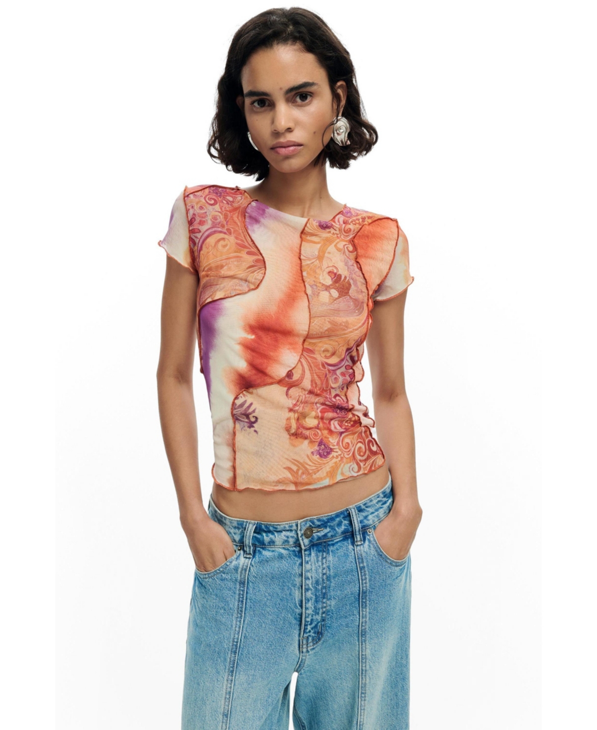 Click here for Desigual Womens Printed short sleeve t-shirt - Mul... prices