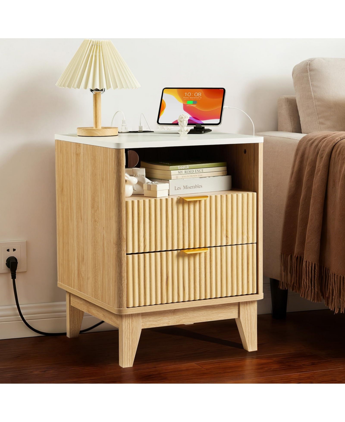 Click here for homfan 18 Inch Small Nightstand with Charging Stat... prices