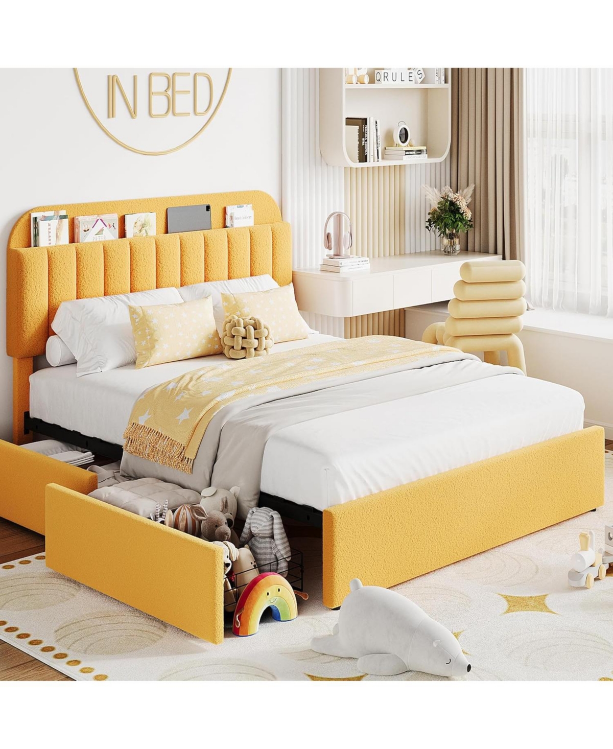 Click here for gaomon Full Bed Frame with Storage Headboard & 2 D... prices