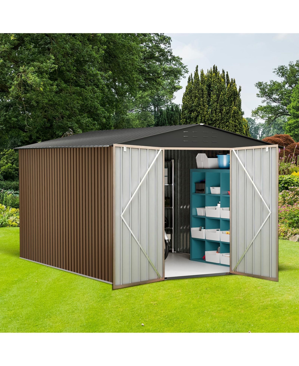 Click here for homfan Outdoor Metal Storage Shed  Galvanized Stee... prices