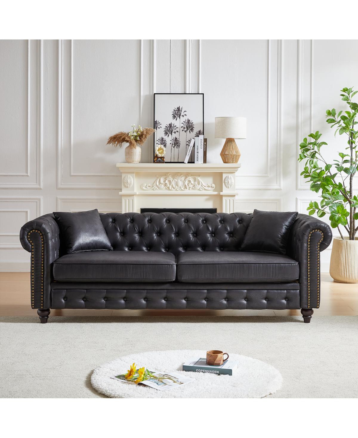 Click here for Streamdale Furniture Tech Fabric Chesterfield Sofa... prices