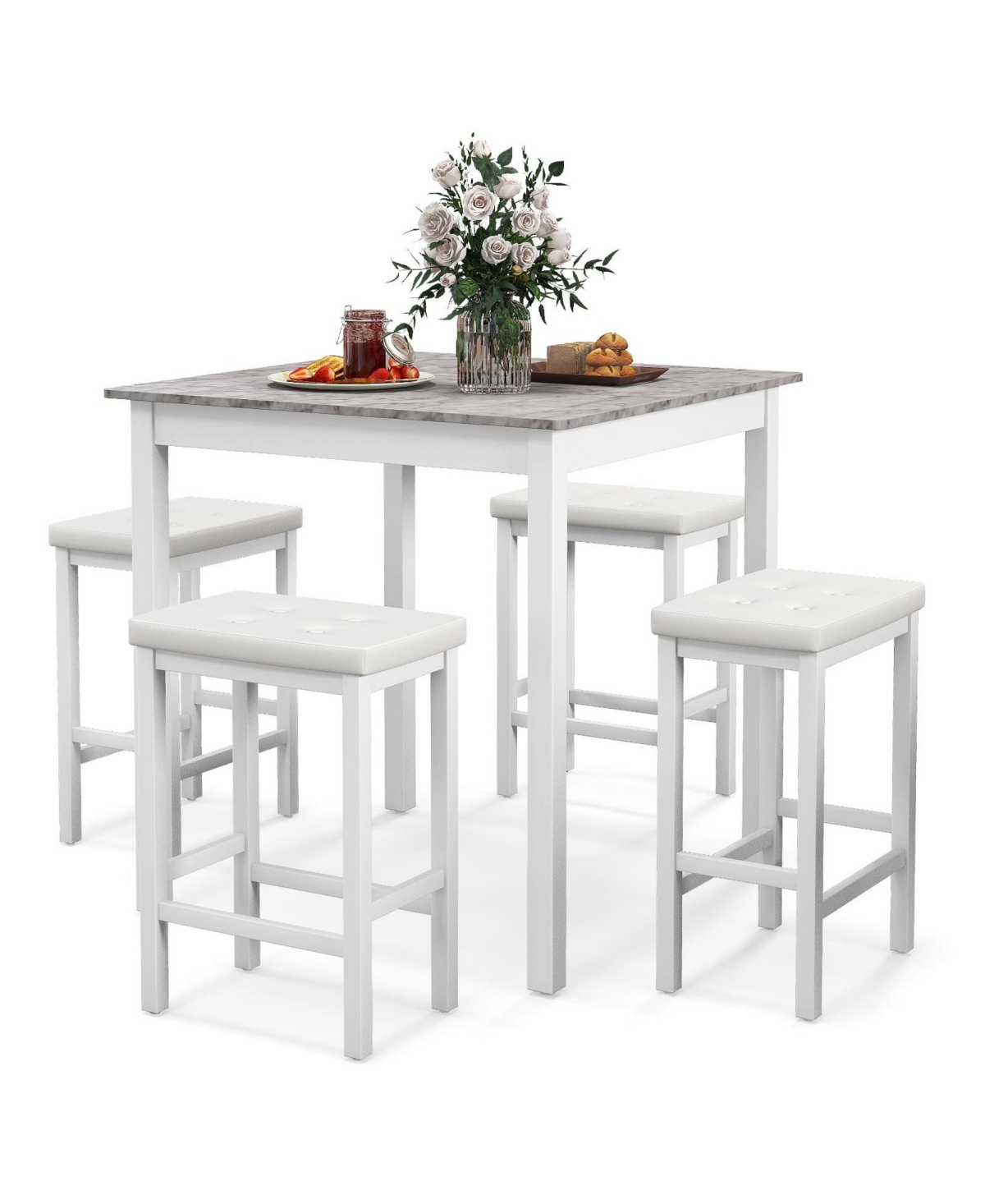 Click here for Slickblue Industrial 5 Piece Bar Table Set with Co... prices