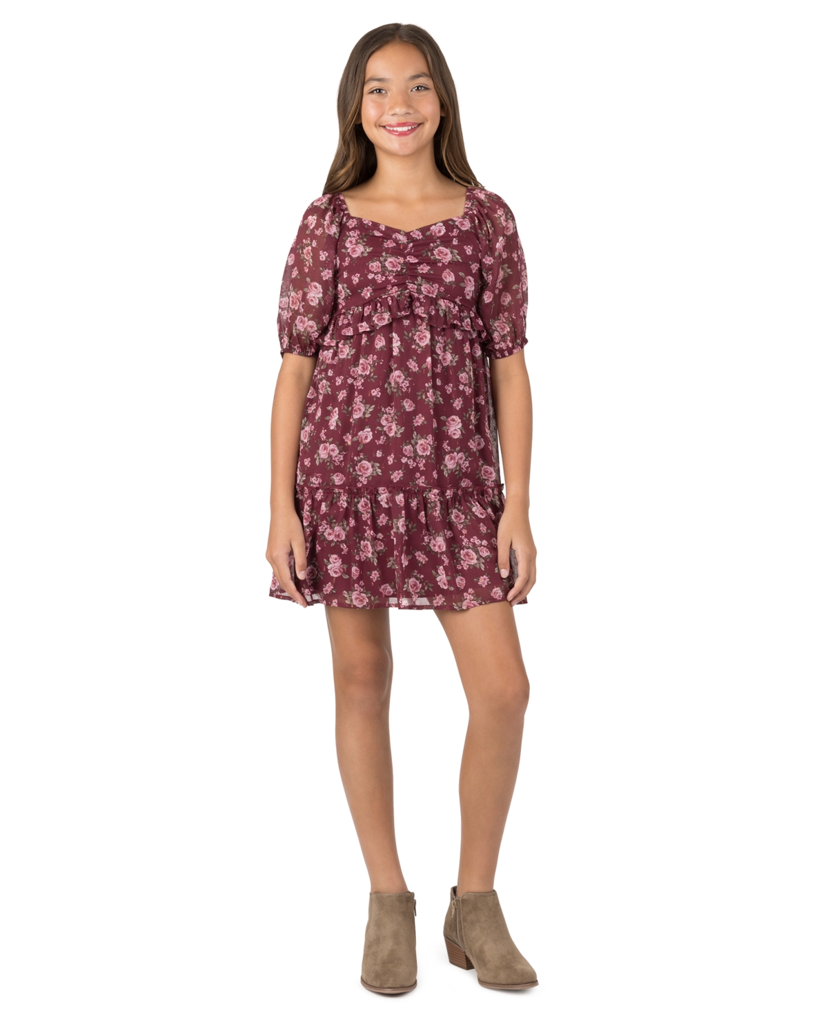 Click here for Speechless Girls 7-16 Puff-Sleeve Tiered Knee Dres... prices