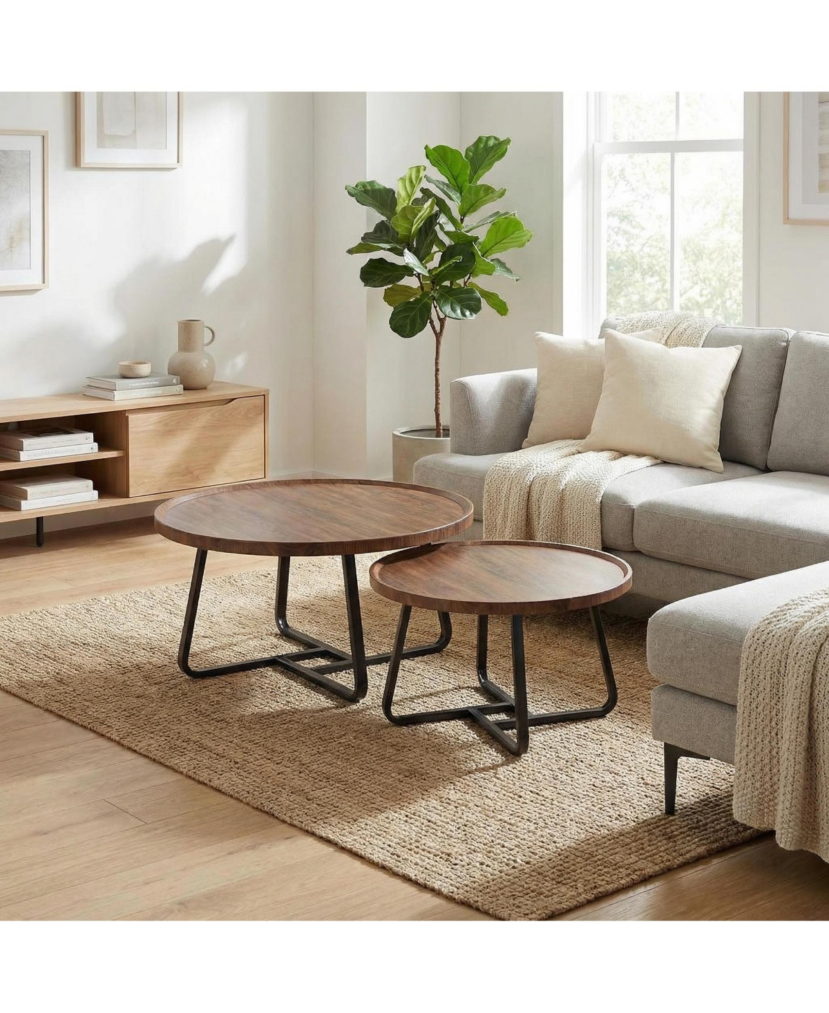 Click here for homfan Mid Century Modern Round Nesting Coffee Tab... prices