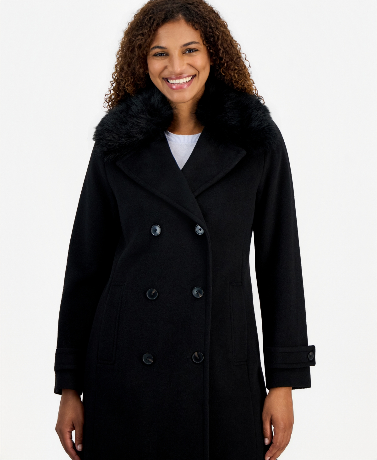 Click here for Calvin Klein Womens Faux-Fur Collar Tailored Coat... prices