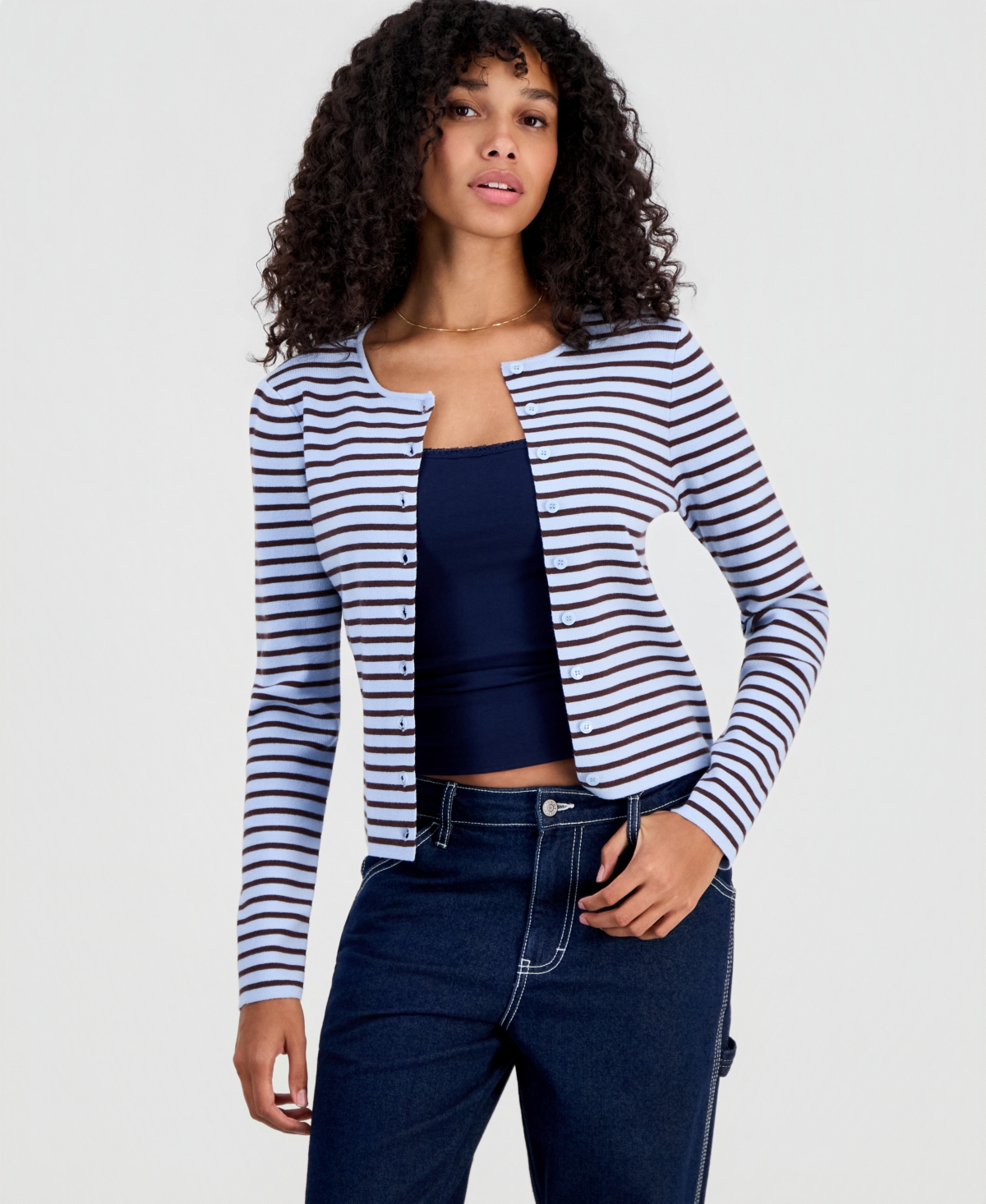 Click here for Hooked Up by Iot Juniors Striped Ribbed Cardigan -... prices