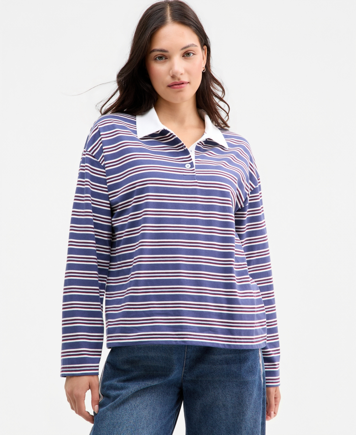 Click here for Madden Girl Juniors Striped Long-Sleeve Rugby Top... prices