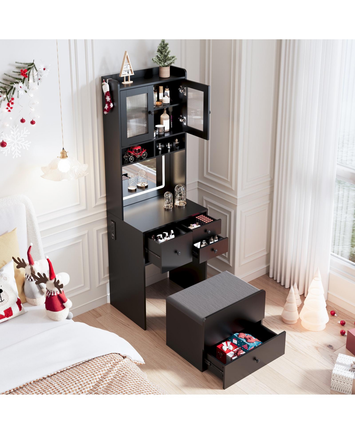 Click here for gaomon Compact 3-in-1 Vanity Desk with Mirror and... prices