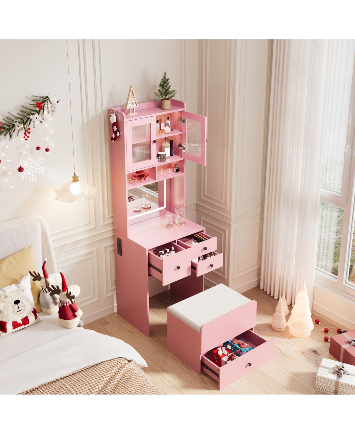Click here for gaomon Compact 3-in-1 Vanity Desk with Mirror and... prices