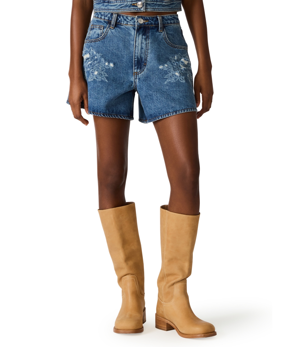 Click here for Steve Madden Womens Dally Mid-Rise Denim Shorts -... prices