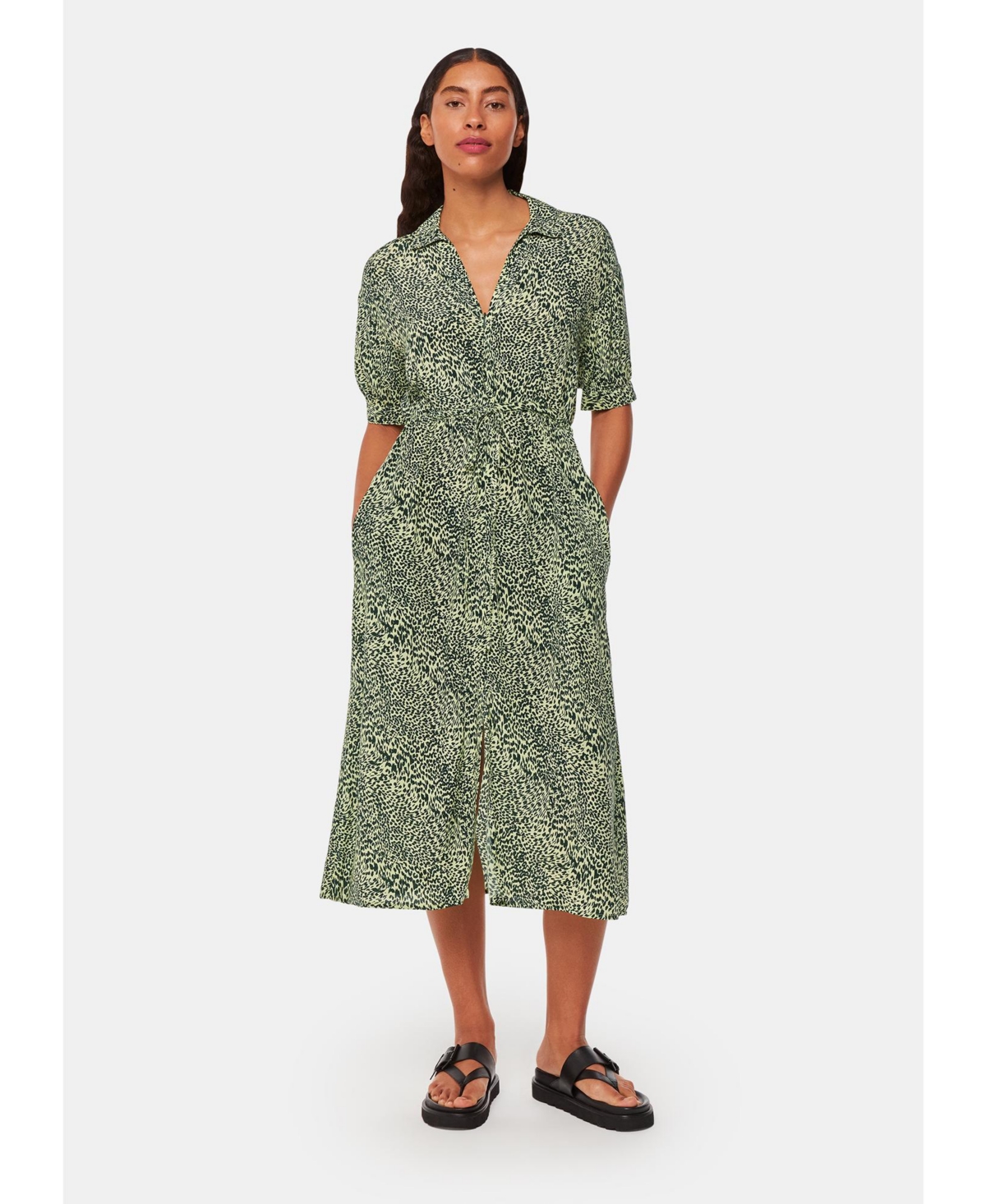 Click here for Whistles Womens Diagonal Leopard Print Midi Dress... prices