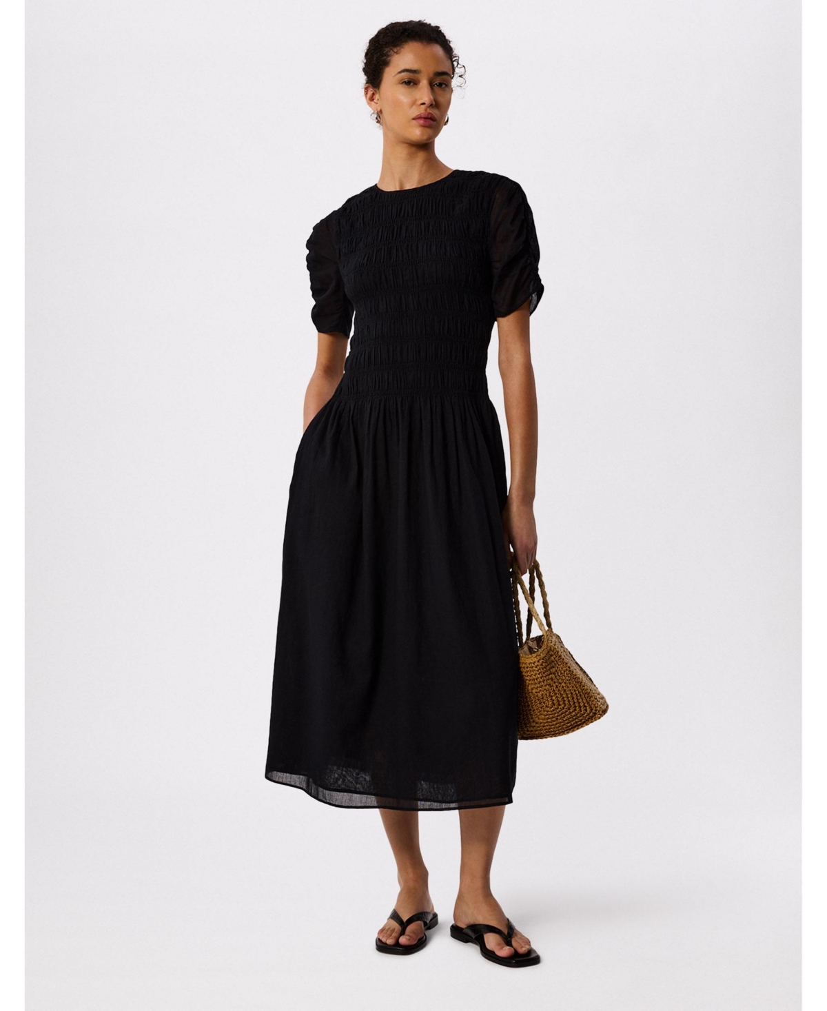 Click here for Whistles Womens Avery Smoked Dress - Black prices