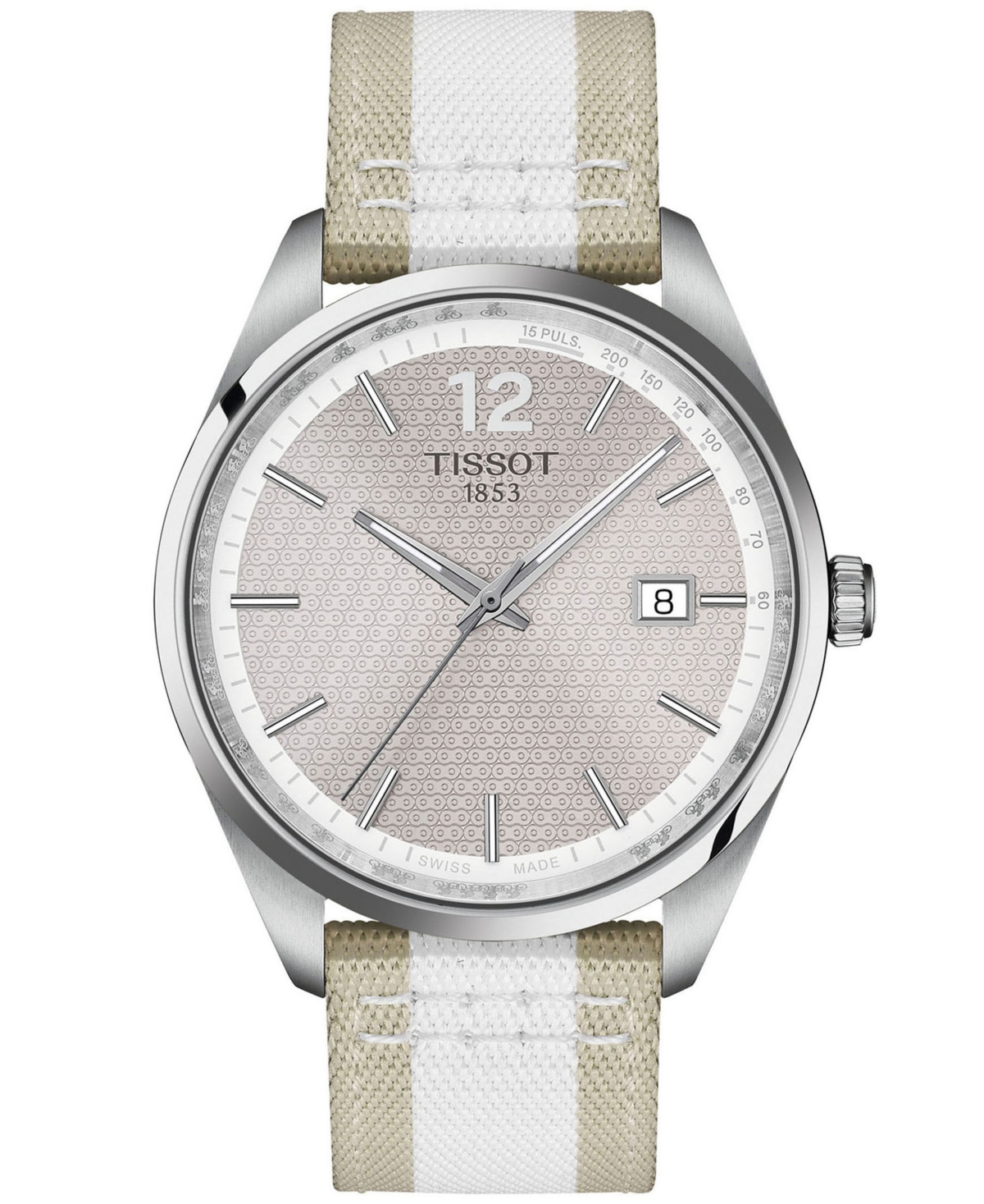 Click here for Tissot Mens Bicolor  Beige & White Textile Strap W... prices