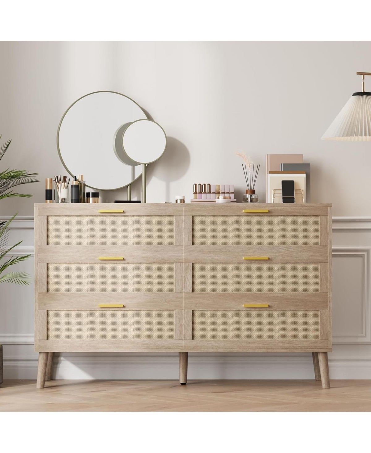 Click here for gaomon 6-Drawer Natural Rattan Dresser with Handle... prices