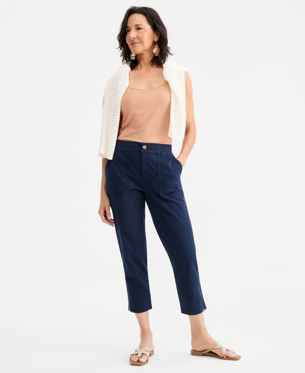 Click here for Style & Co Womens Side Zip Cropped Tapered Pants... prices